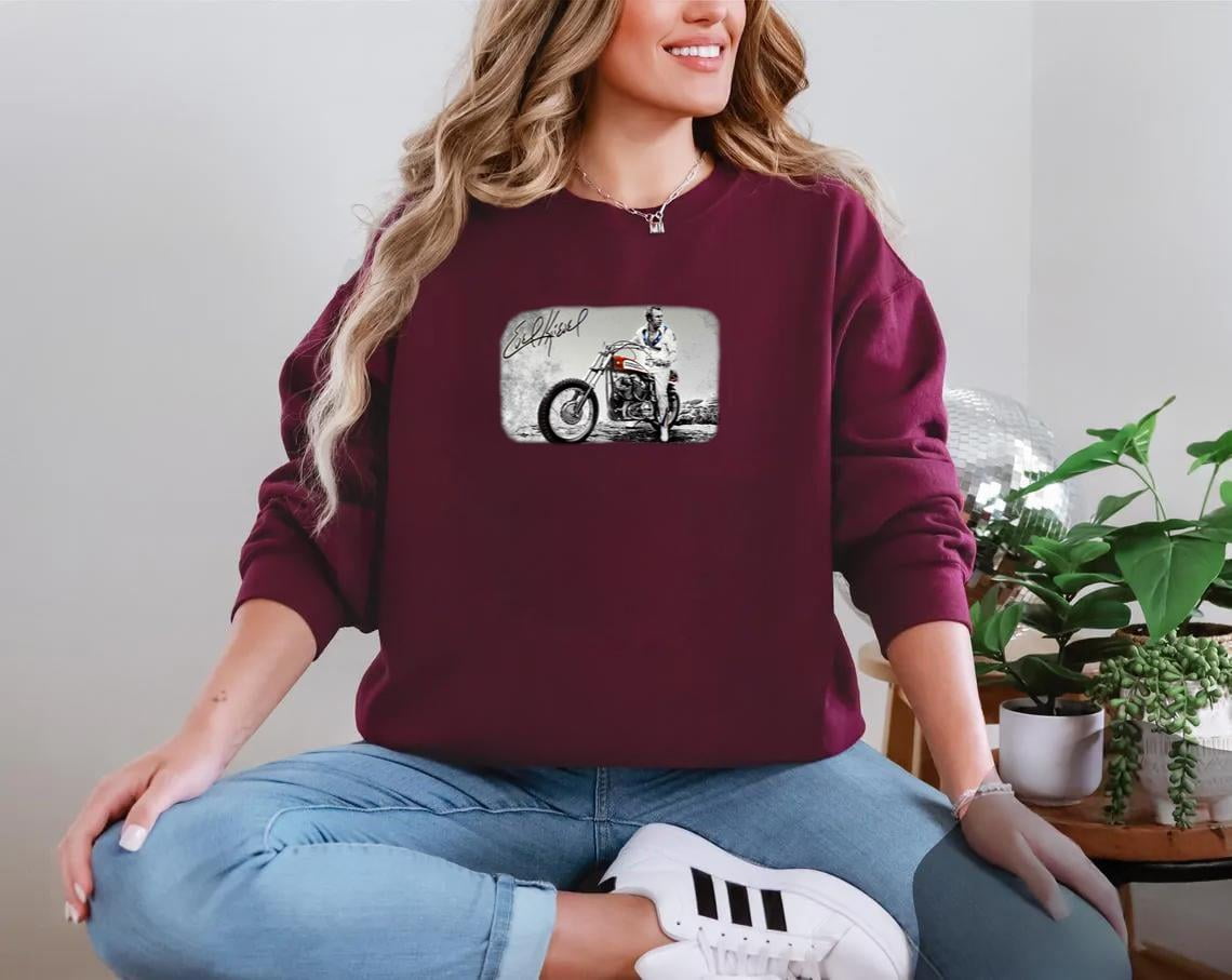 Stunt Legend Sweatshirt with Evel Knievel Vintage Collector Art, for men & women, up to size 5XL ...