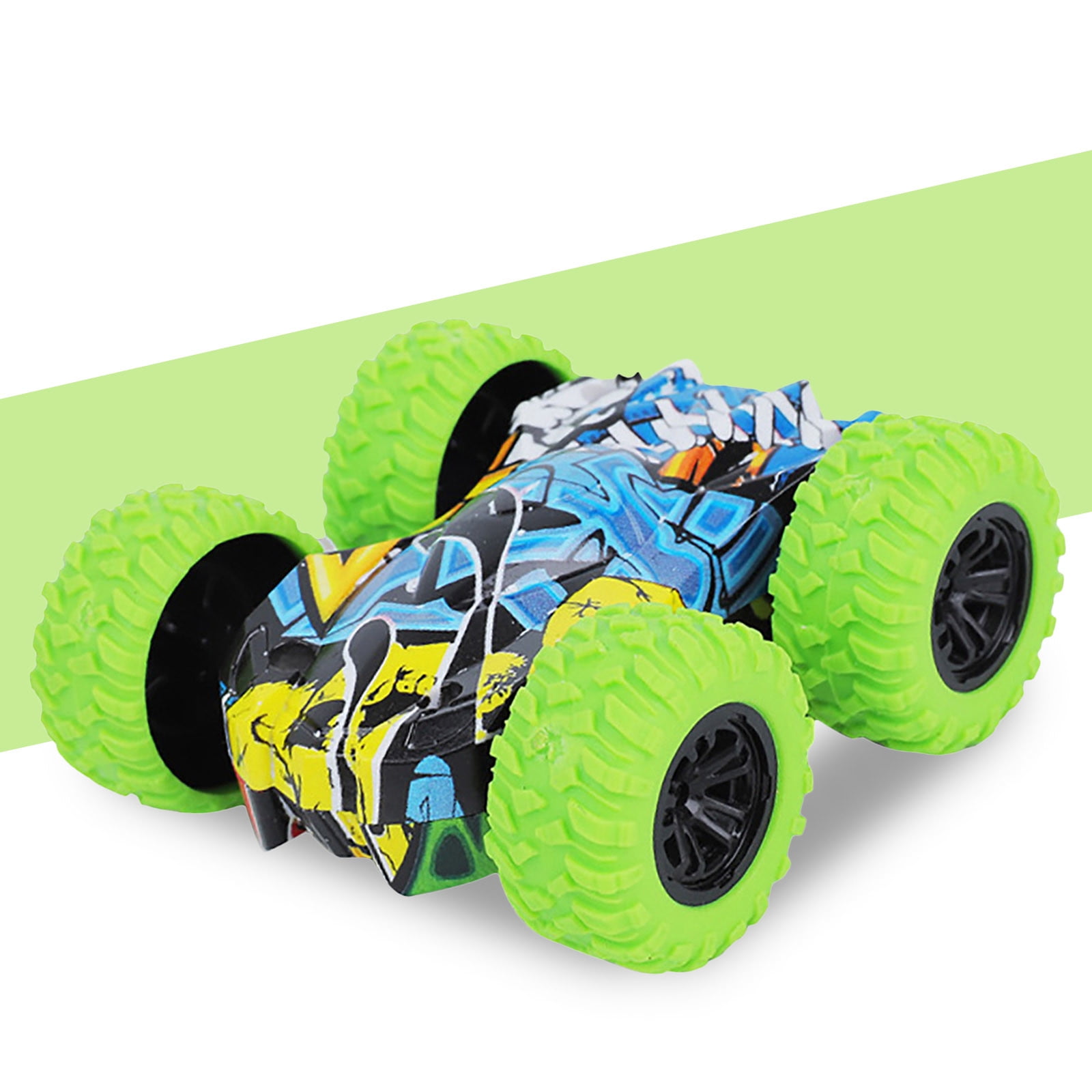 Stunt Toy Car with Big Wheels, Inertial Four Wheel Drive Taxi Toy ...