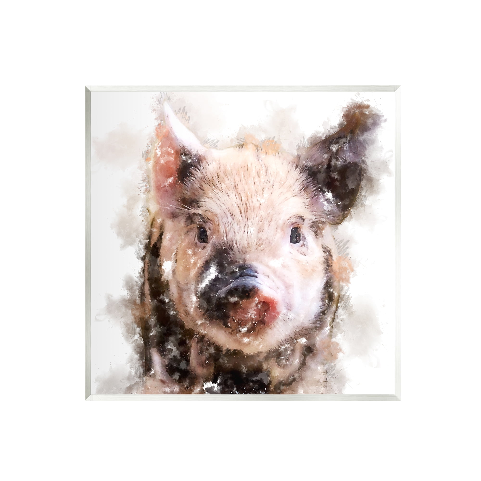 Stupell Baby Pig Face Abstract Portrait Animals & Insects Painting Wall ...