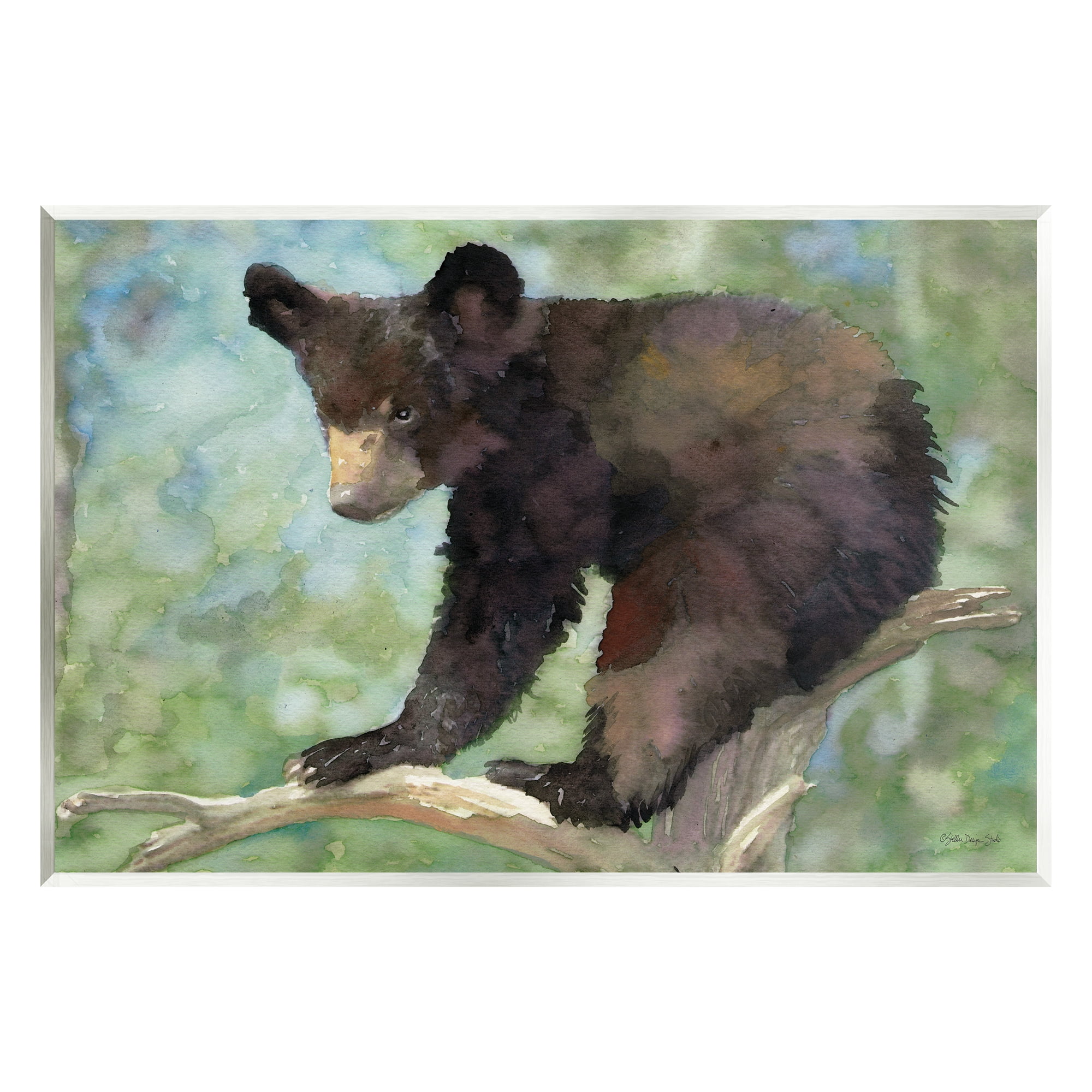 Stupell Industries Bear Cub Forest Wildlife Lithograph Wall Plaque MDF ...