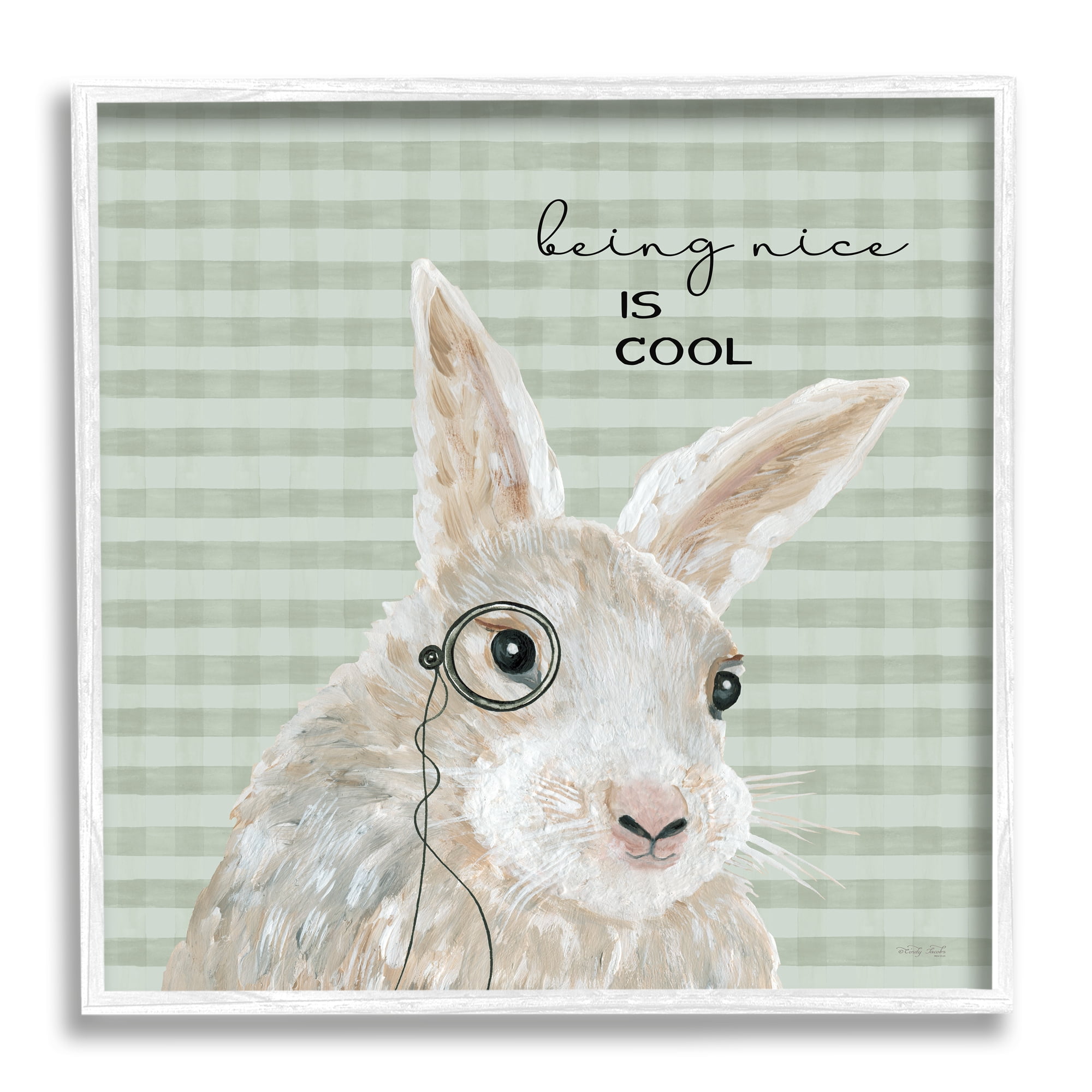 Stupell Being Nice Is Cool Gingham Bunny Animals & Insects Painting ...