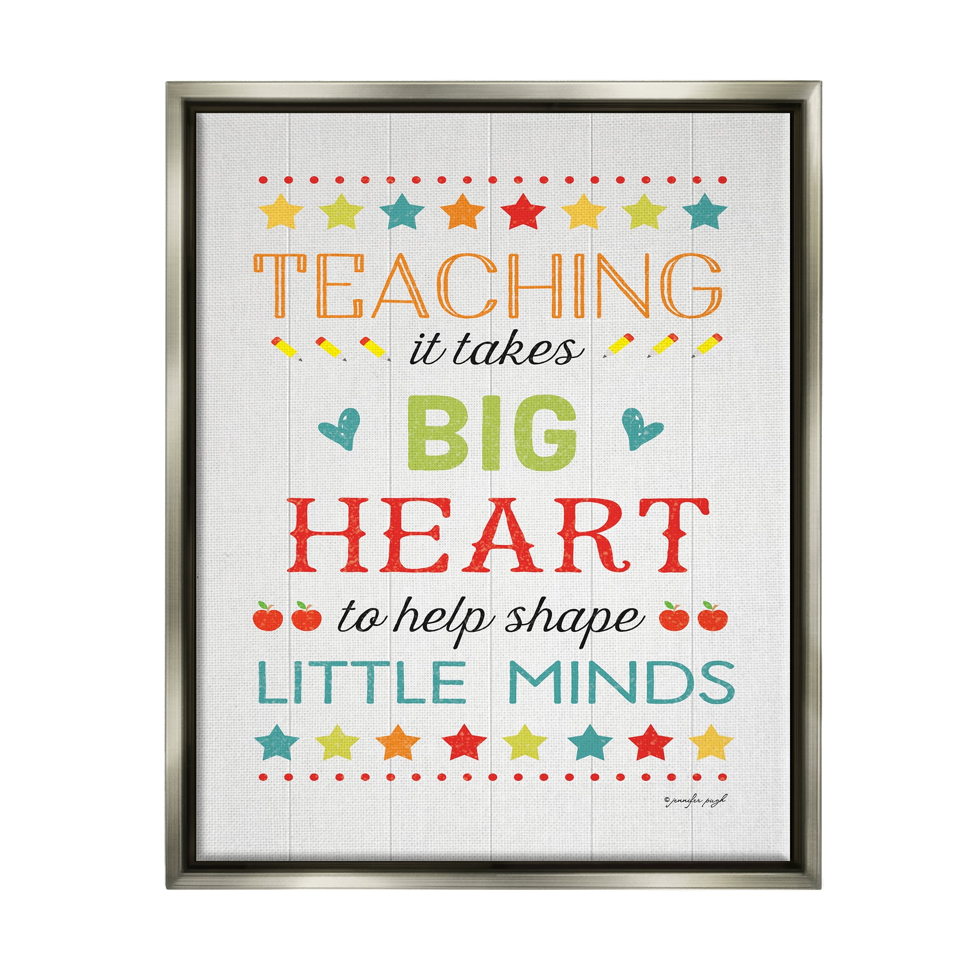 Stupell Big Heart Shapes Little Minds Teaching Inspirational Painting ...