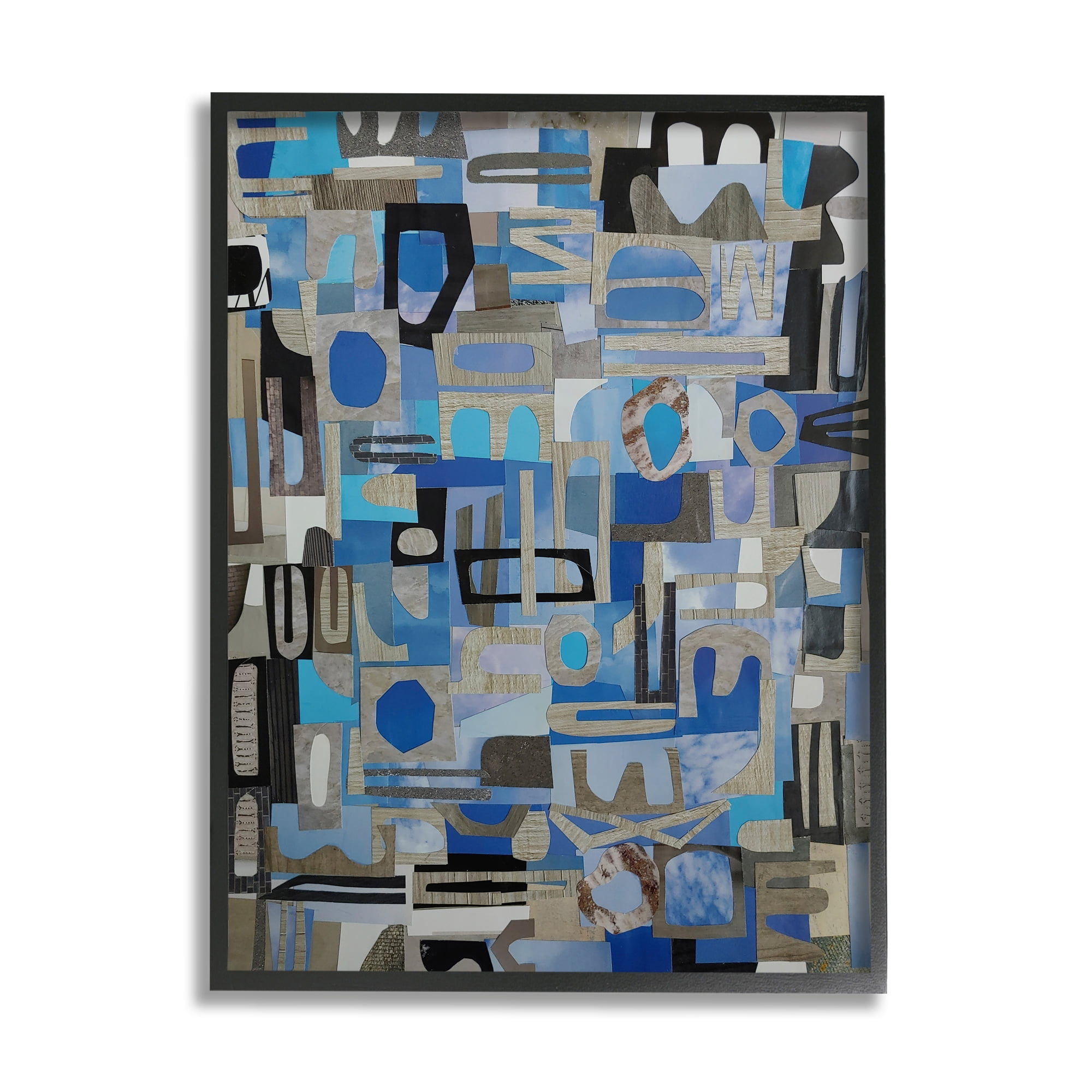 Free Shipping! Stupell Industries Blue Geometric Shapes Framed Modern ...