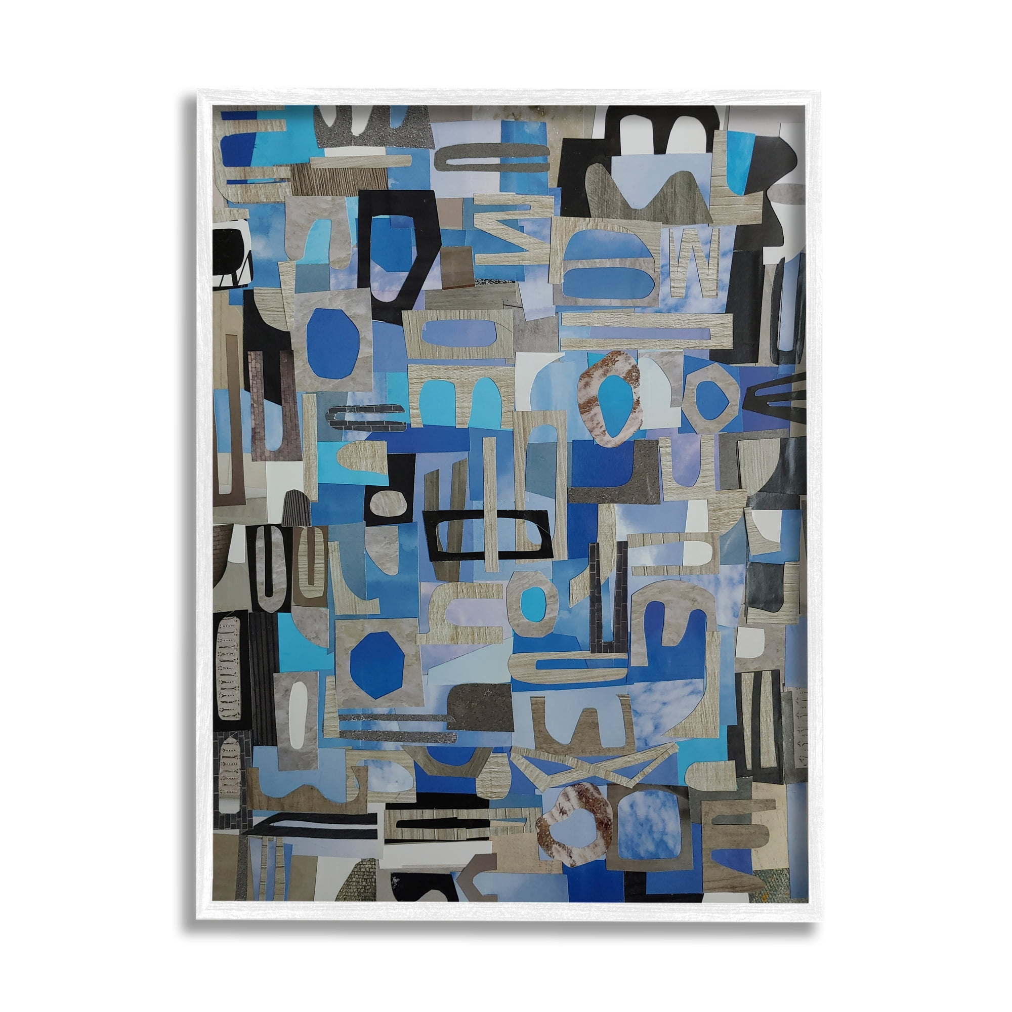 Blue Geometric Shapes Collage Abstract Painting - 11 x 14 - Walmart.com