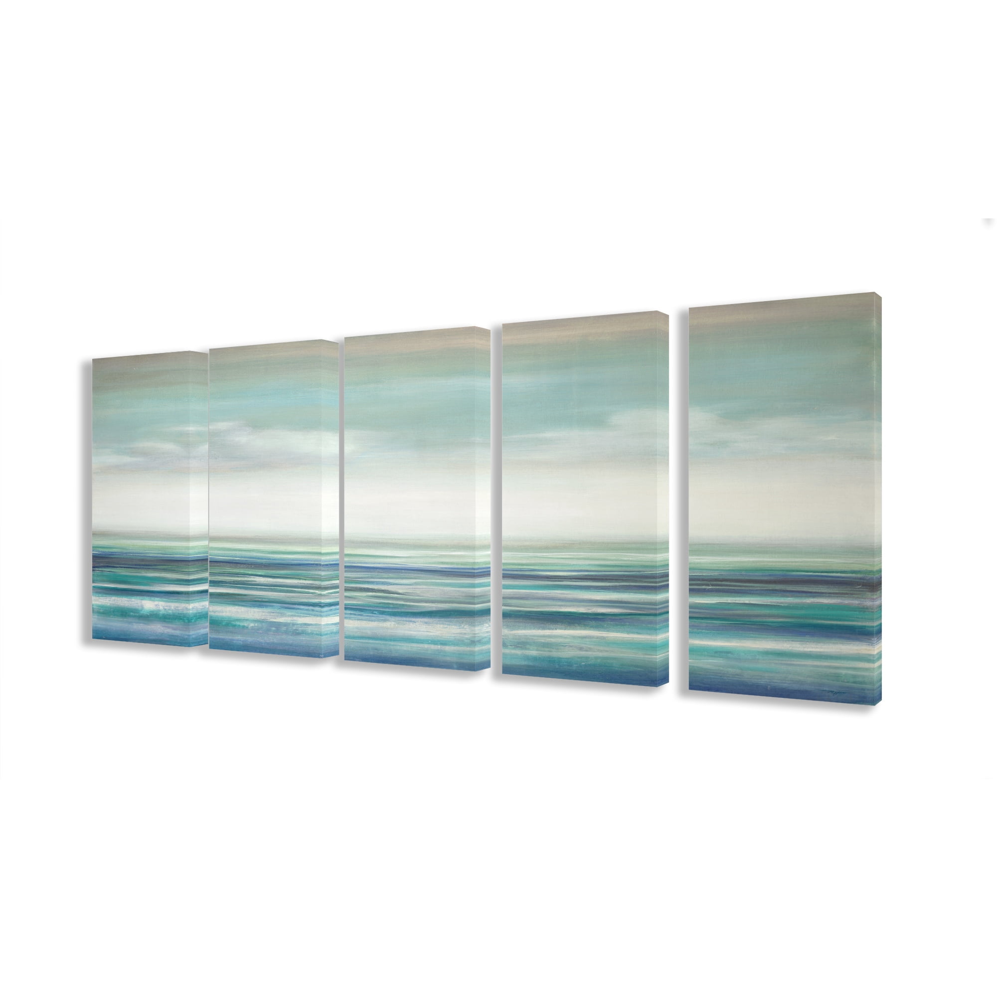 Stupell Blue Ocean Sunset Five-Piece Stretched Canvas Wall Art Set ...