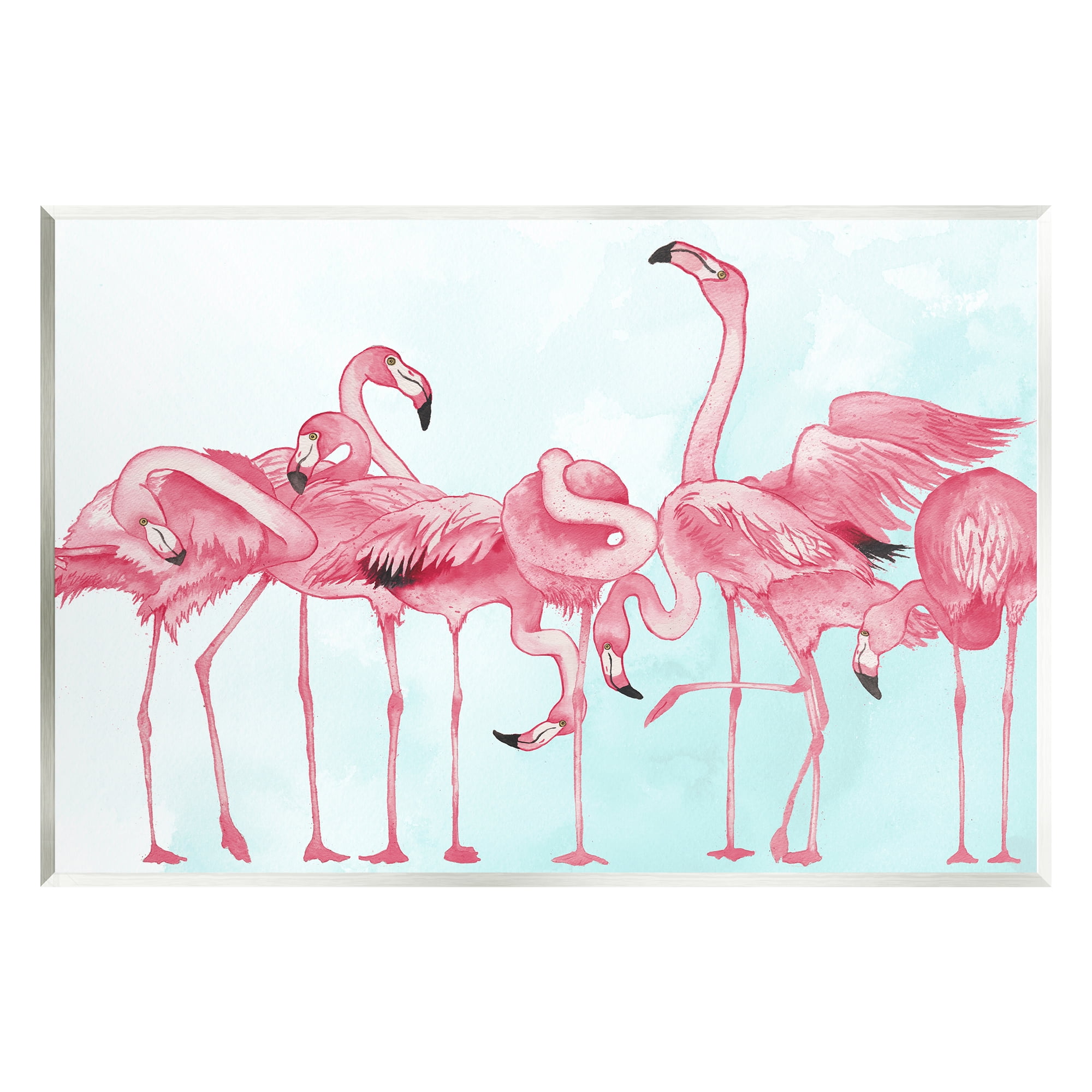Stupell Bold Pink Flamingo Flock Animals & Insects Painting Wall Plaque ...