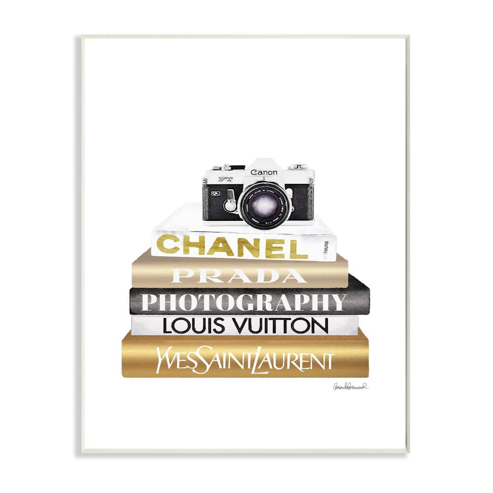 Stupell Camera Gold Black Bookstack Glam Fashion Design Wall Plaque by ...