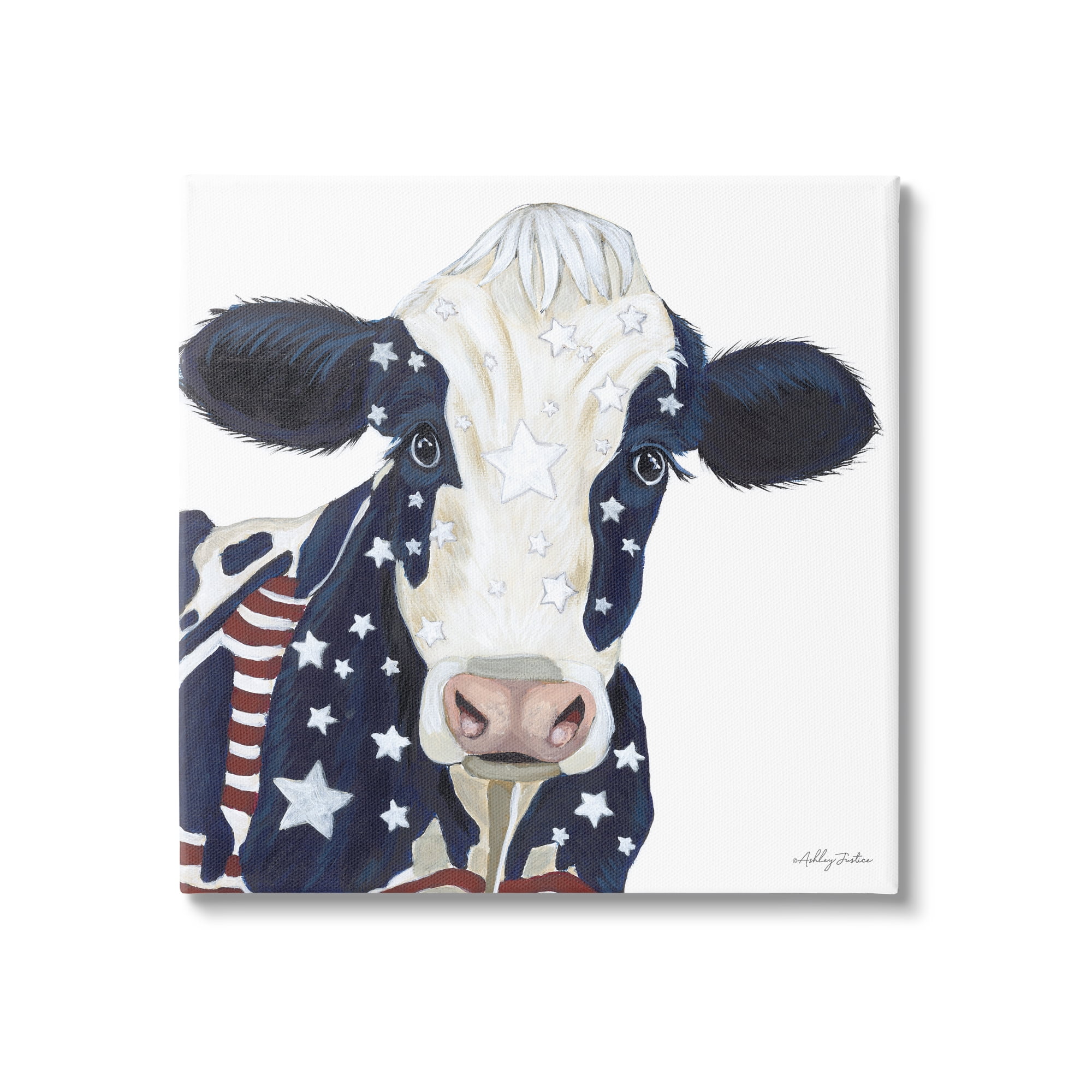 Stupell Country Americana Cow Flag Pattern Animals & Insects Painting ...