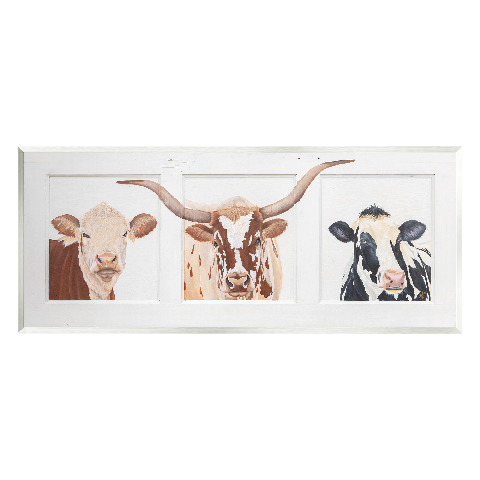 Stupell Country Rustic Cattle Portraits Animals & Insects Painting Wall ...