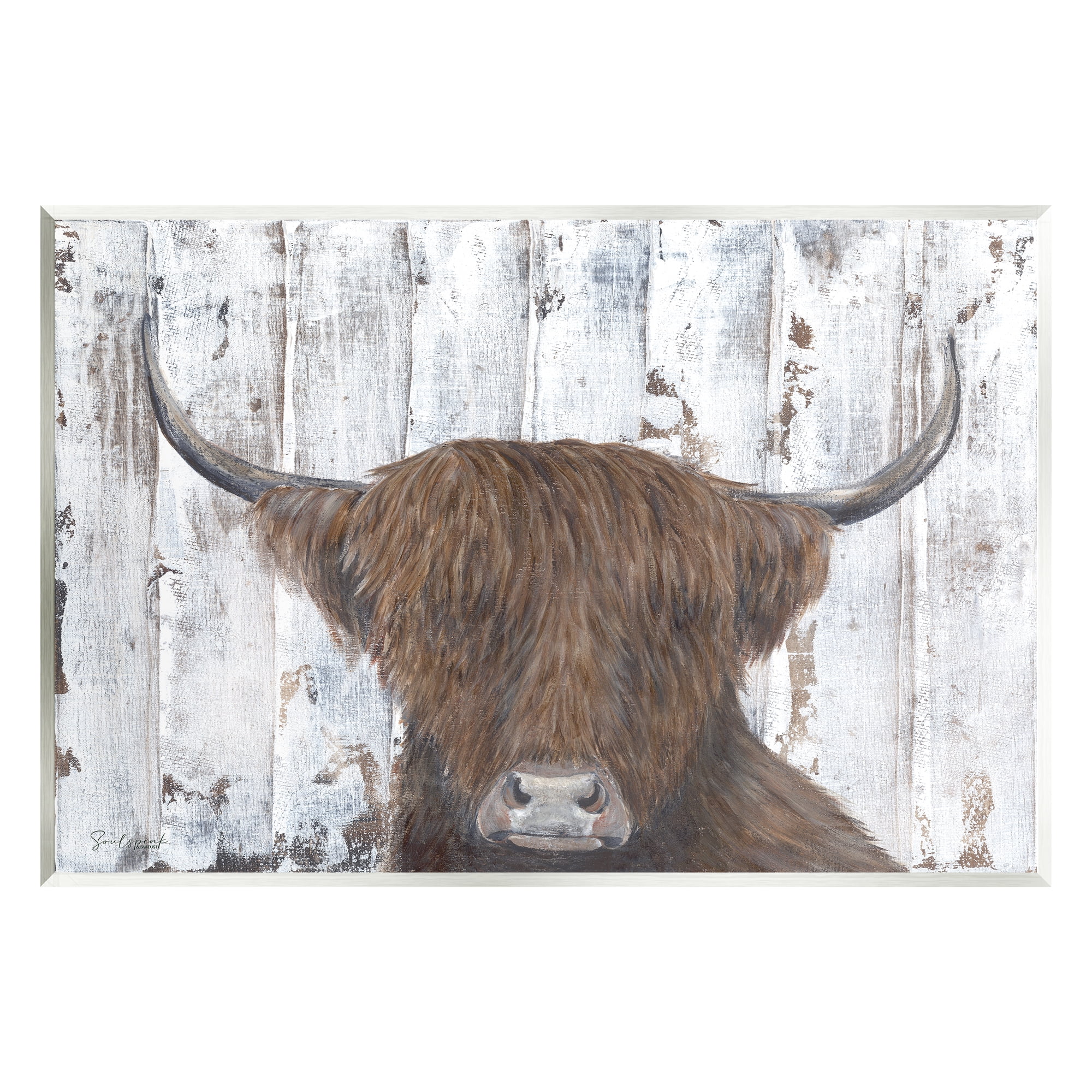 Stupell Country Rustic Highland Cattle Portrait Animals & Insects ...