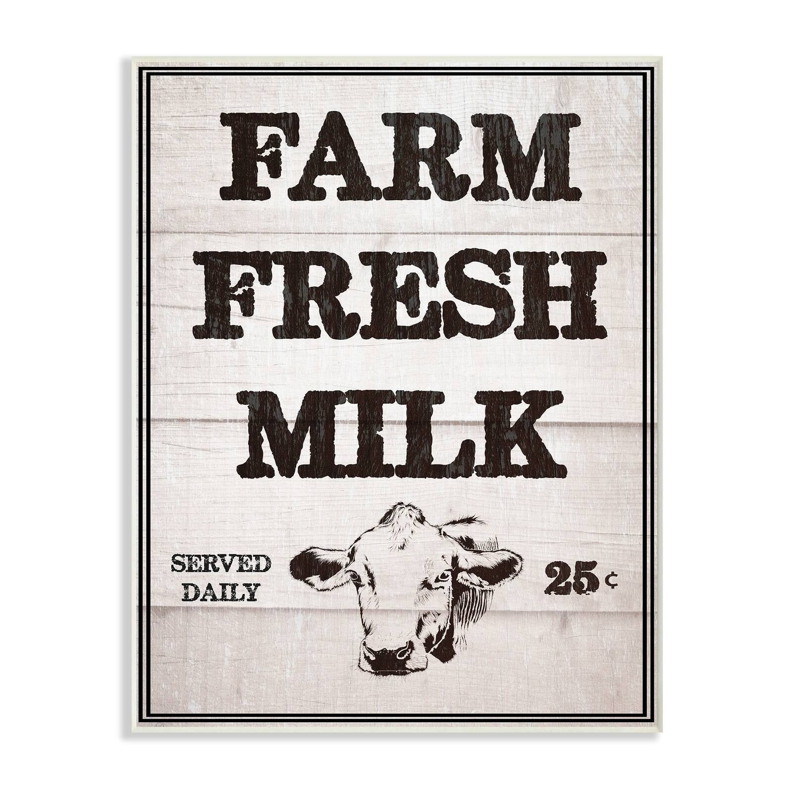 Stupell Farm Fresh Milk Vintage Sign Wall Plaque Art - Walmart.com