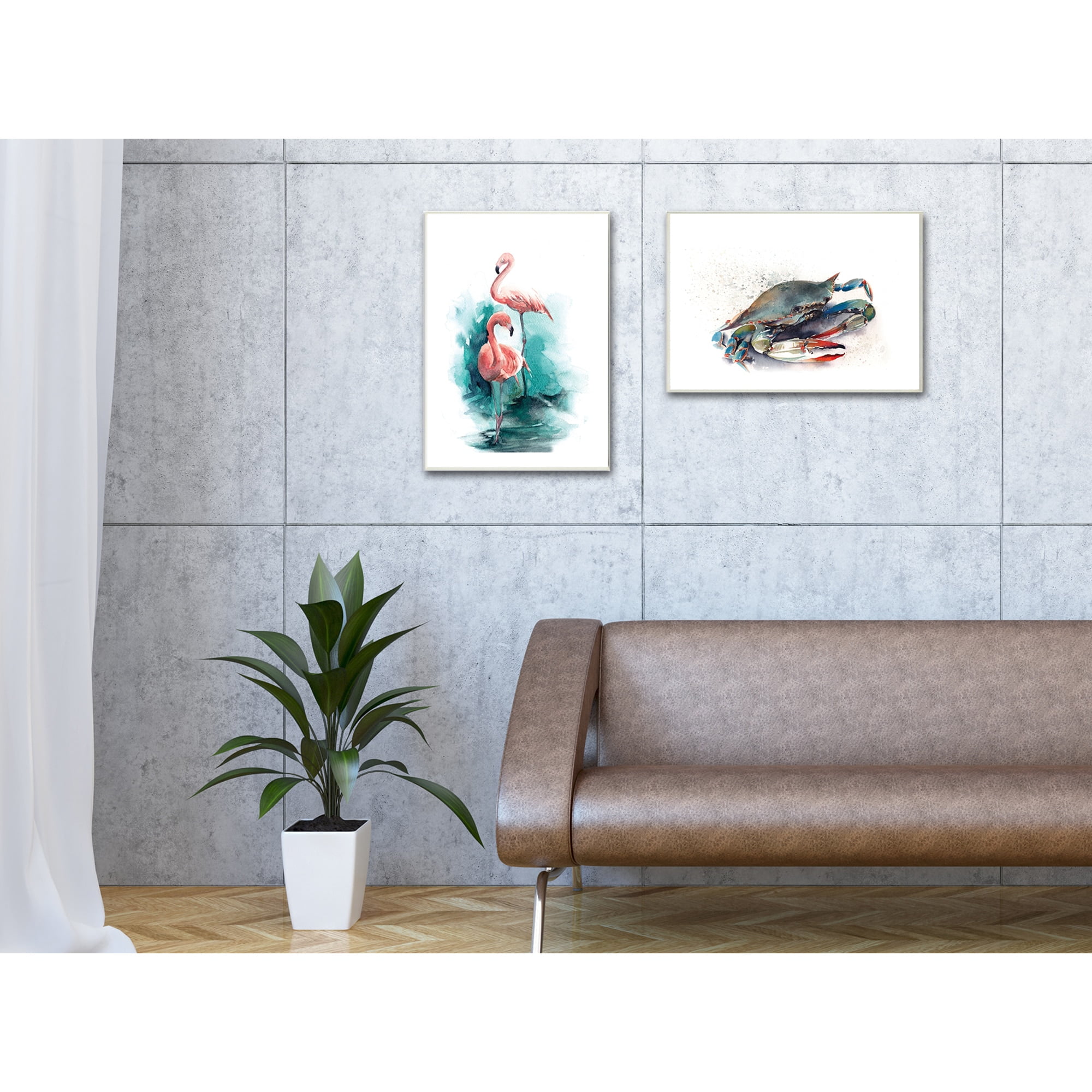 Stupell Flamingo Duo Watercolor Texture Plaque Wall Art - Walmart.com