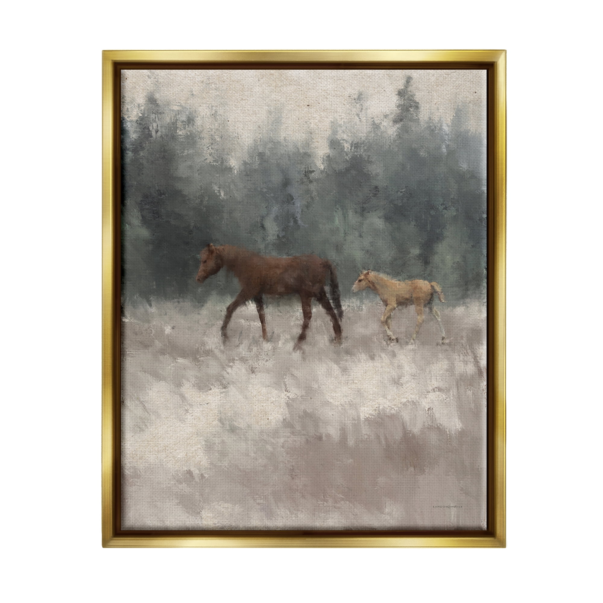Stupell Foal Horses Countryside Gallop Animals & Insects Painting Gold ...