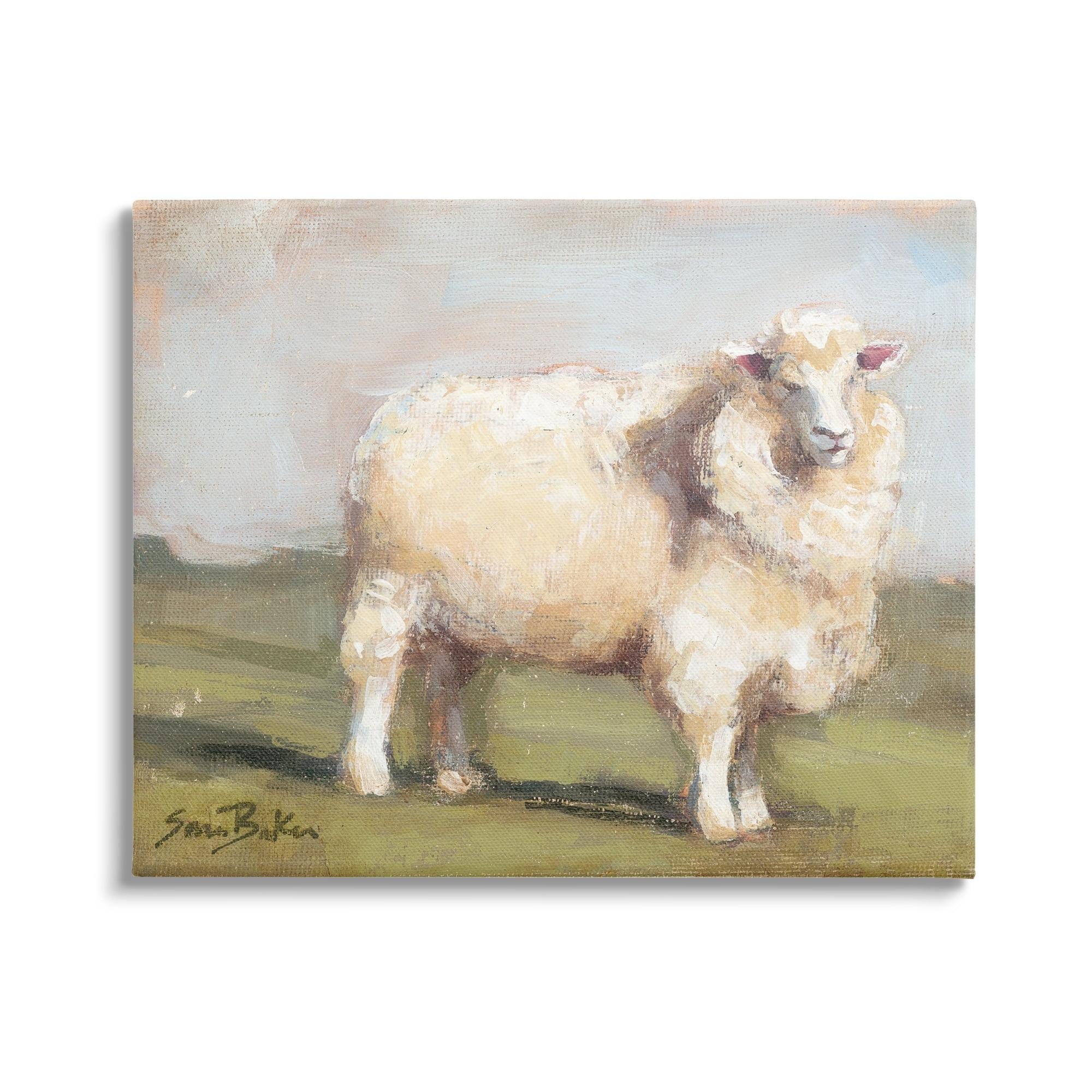 Stupell Fuzzy Sheep Country Landscape Animals & Insects Painting ...