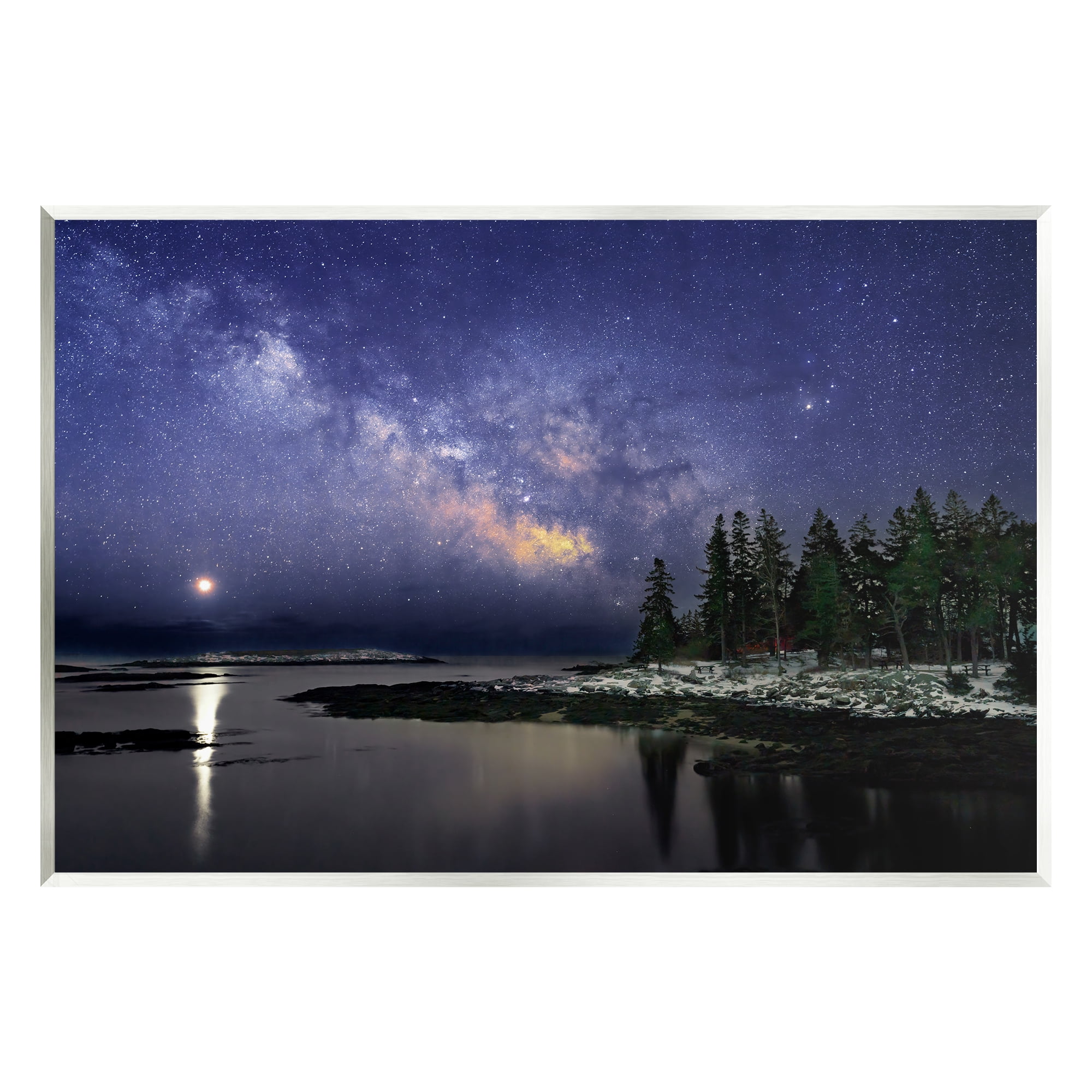 Stupell Industries Galaxy Stars Coastal Night Photography Wall Plaque ...