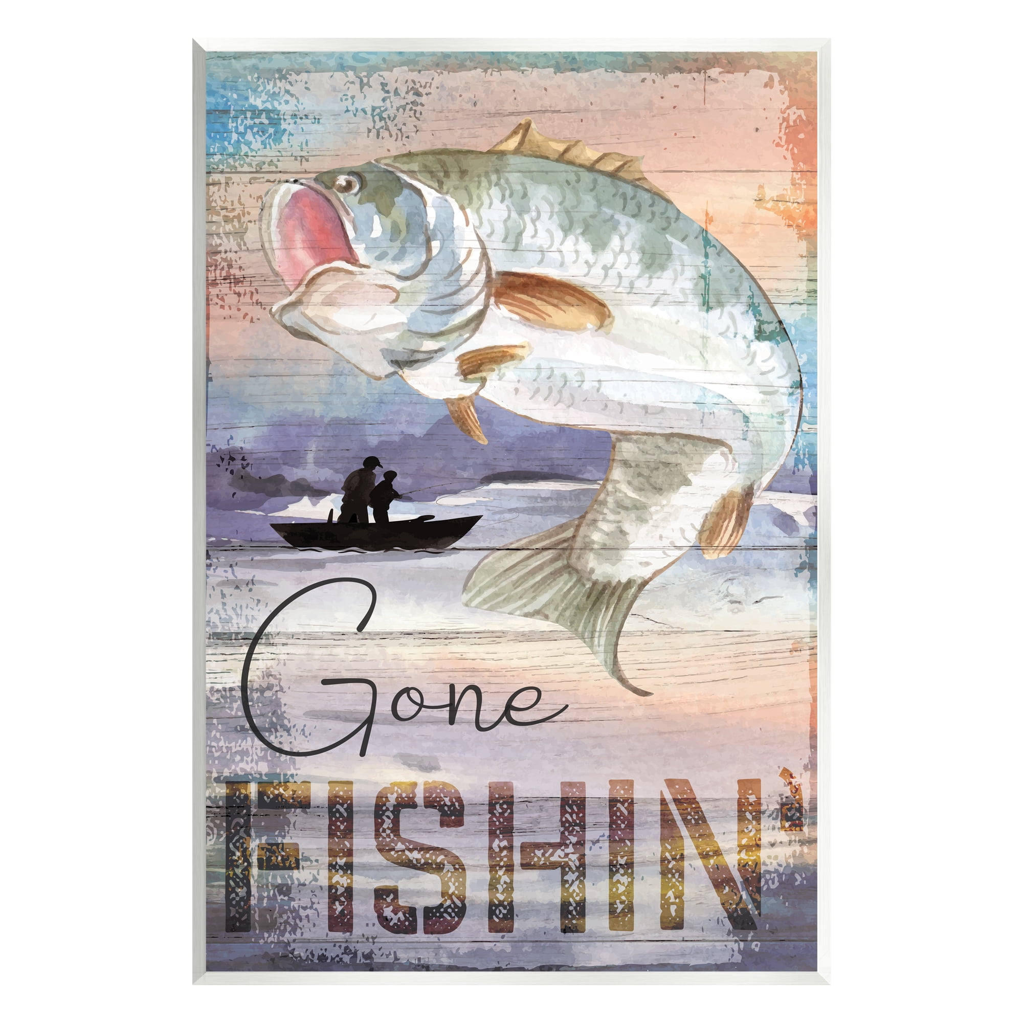 Stupell Gone Fishin Bass Angler Wall Plaque - 13 x 19 Inches - Walmart.com