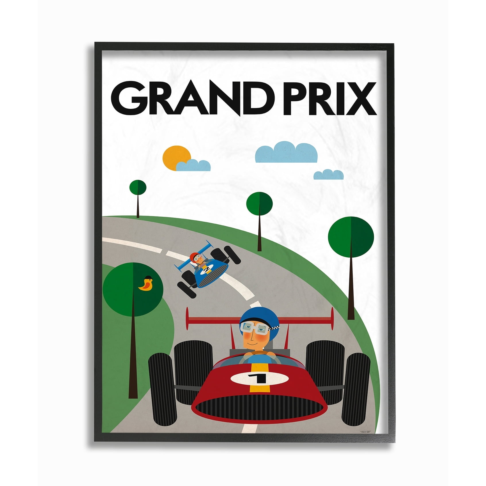 Stupell Green Orange Blue and Red Grand Prix Race Cars Framed Wall Art ...