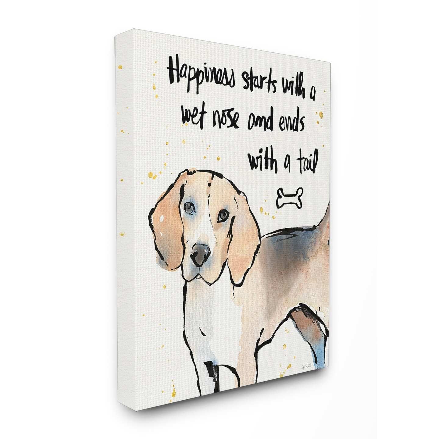 Stupell Happiness is a Wet Nose and a Tail Stretched Canvas Wall Art 24 ...