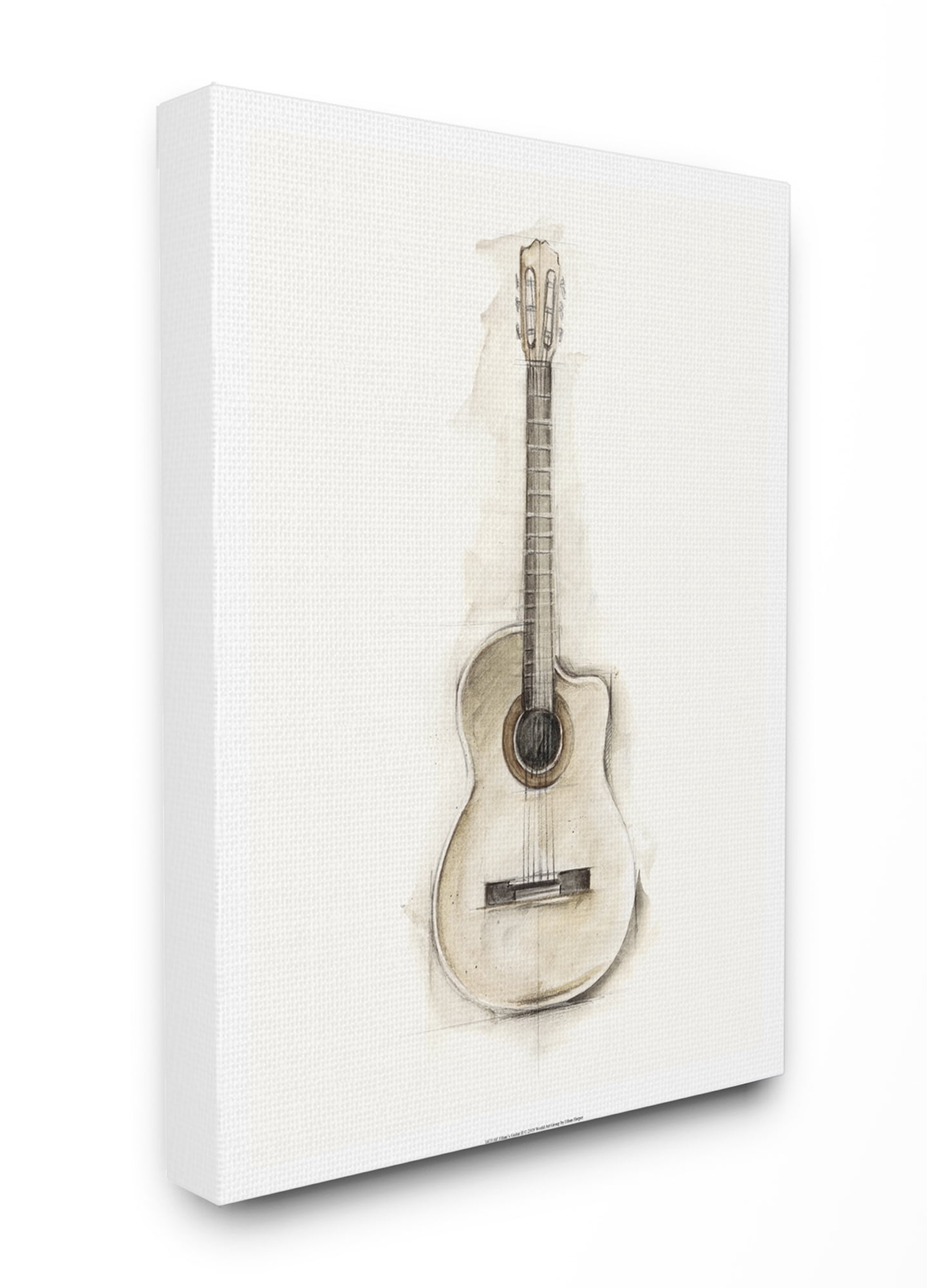 Stupell Industries Acoustic Guitar Watercolor Canvas Wall Art by Ethan ...