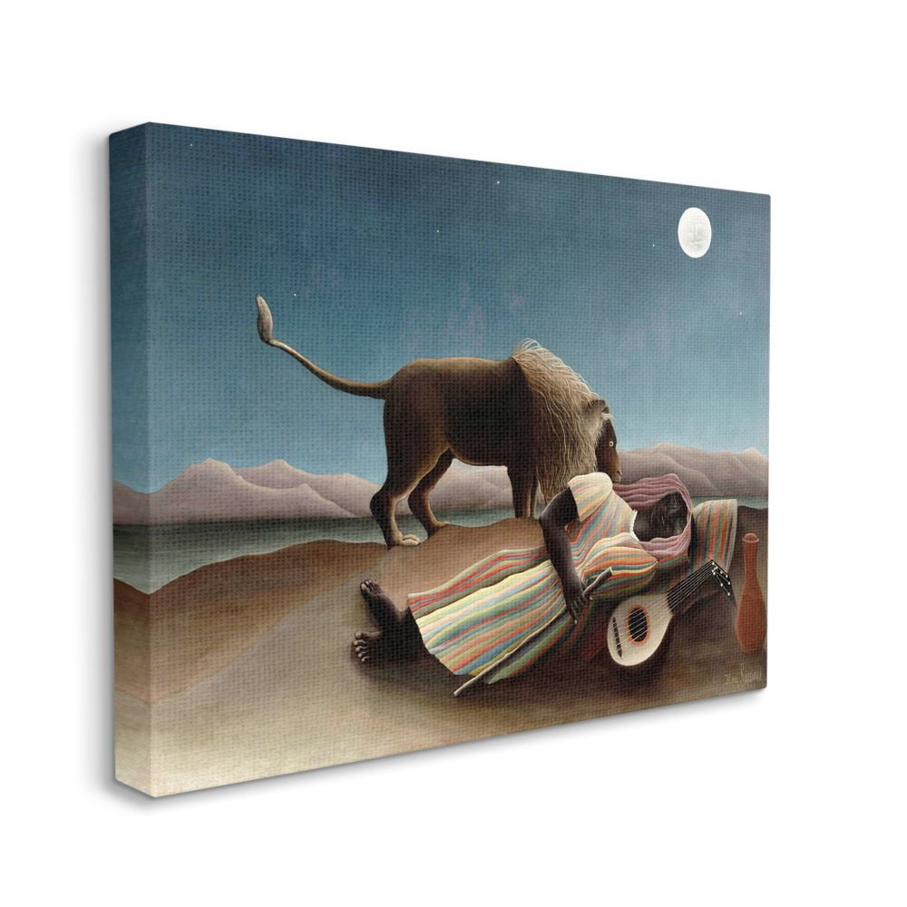 Stupell Home Décor Desert Night Lion and Traveler Classic Painting ...