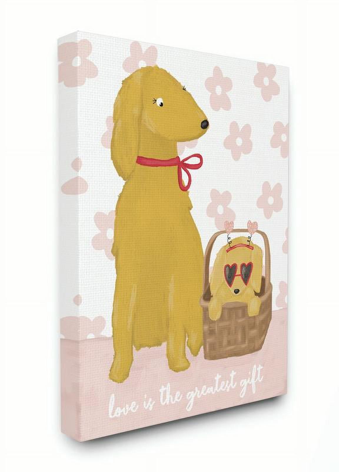 Stupell Home Décor Dog Family Love Pink Yellow Pet Design Canvas Wall ...
