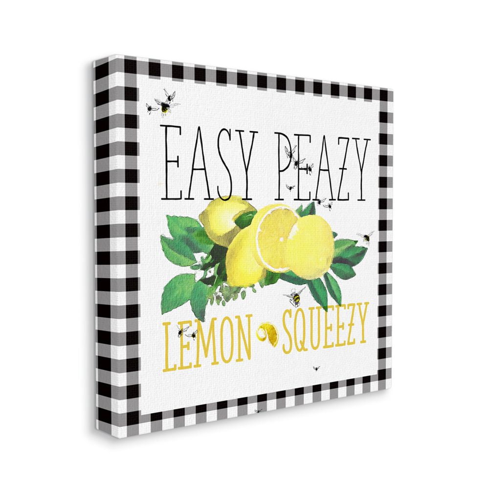 Stupell Home Décor Easy Peazy Lemon Squeezy Kitchen Humor Plaid Word ...