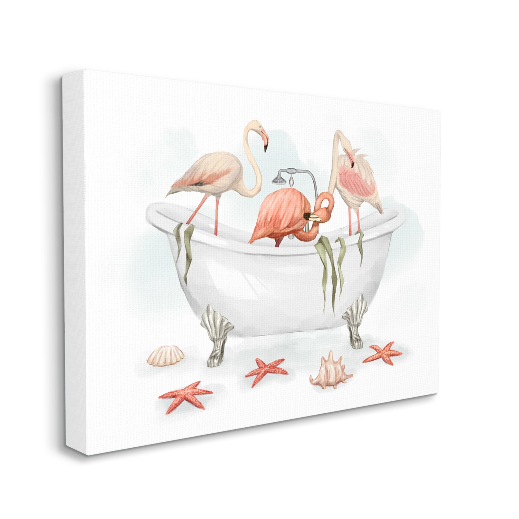 Stupell Industries Flamingo Trio in Nautical Tub Seaside Bathroom, 16 x ...