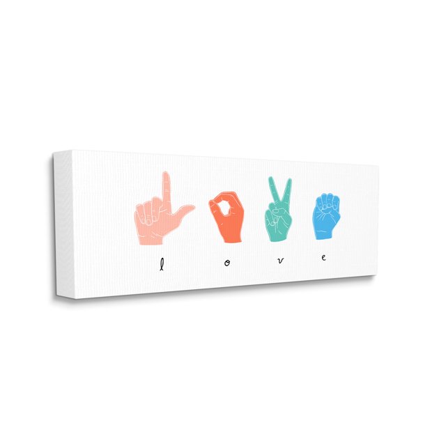 Stupell Home Décor Sign Language Love Hands Design Canvas Wall Art by ...
