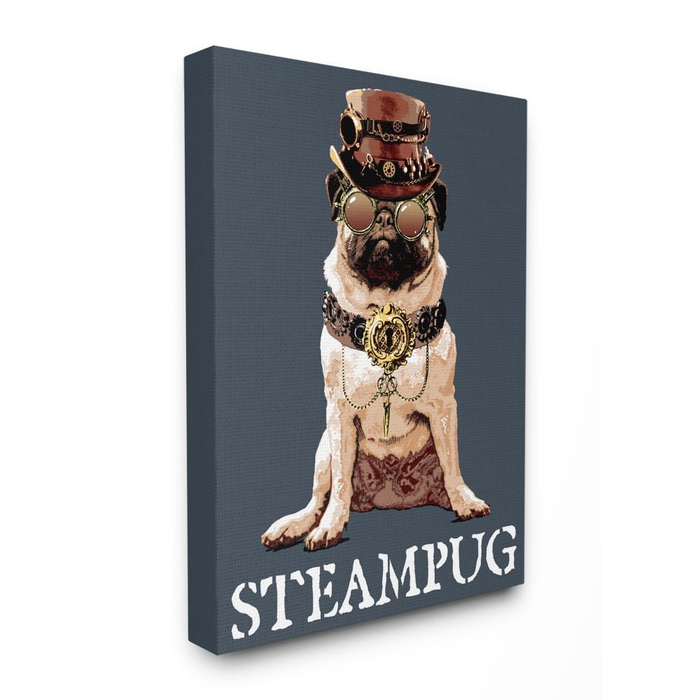 Stupell Home Décor Steam Pug Funny Punk Dog Pet Design Canvas Wall Art ...