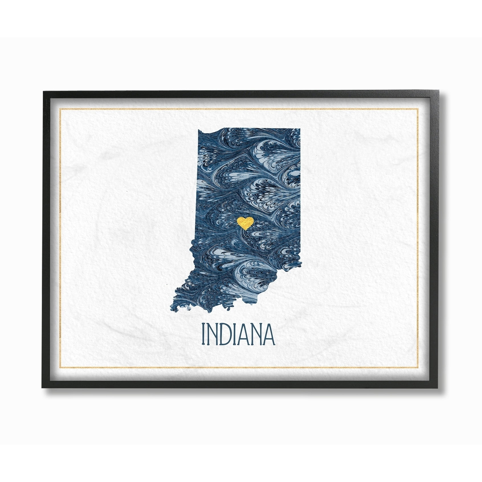 Stupell Indiana Minimal Blue Marbled Paper Silhouette Framed Art, 11 x 14, Design By Artist ...