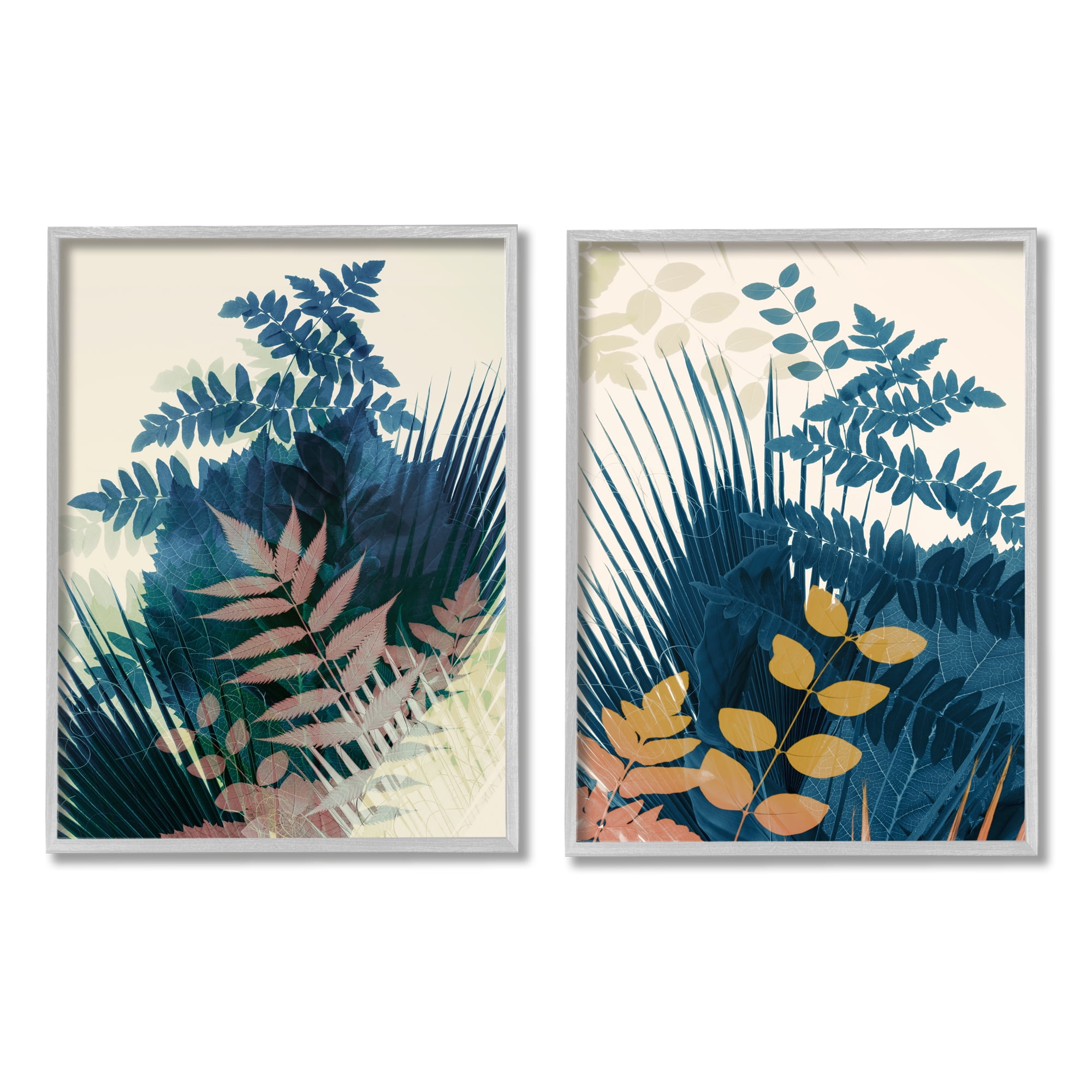 Stupell Indtries Abstract Layered Forest Ferns Tropical Blue Beige ...
