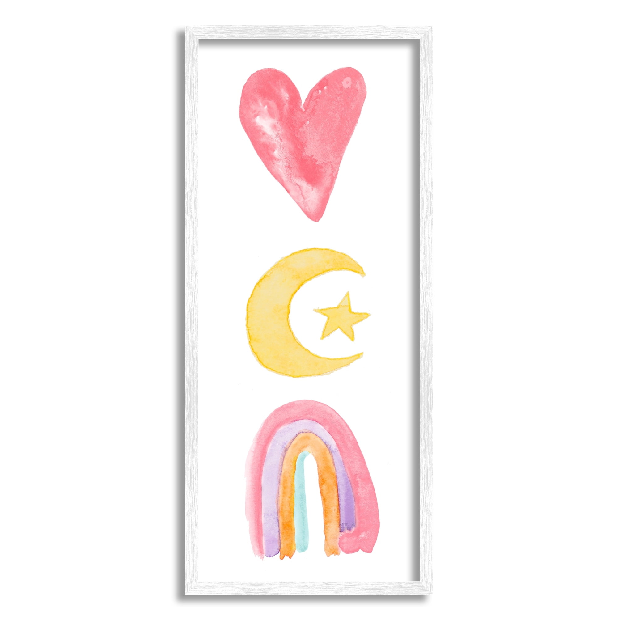 Stupell Indtries Heart Moon Rainbow Shapes Stacked Playful Watercolor ...