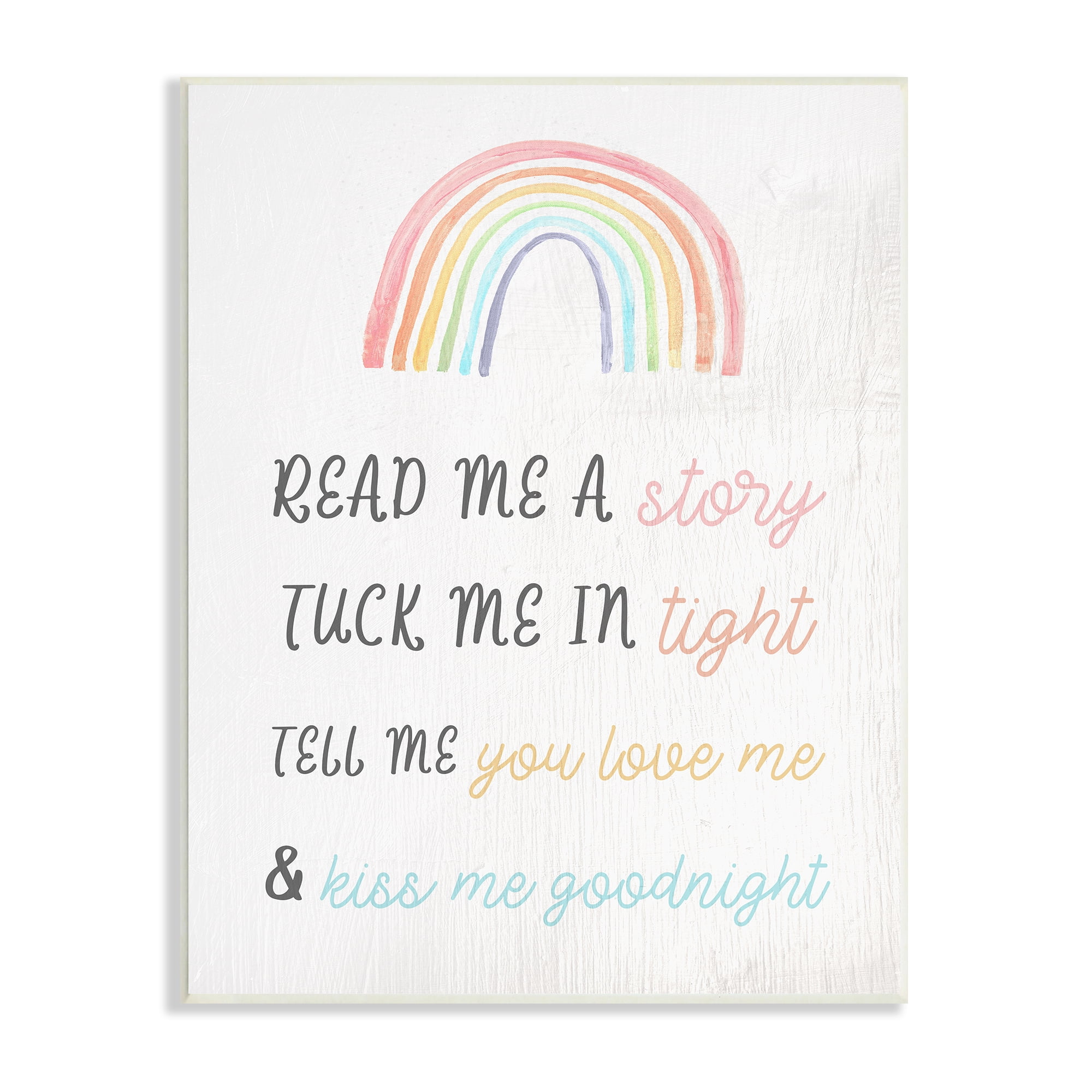 Stupell Indtries Kiss Me Goodnight Rainbow Children's Bedtime Sentiment ...