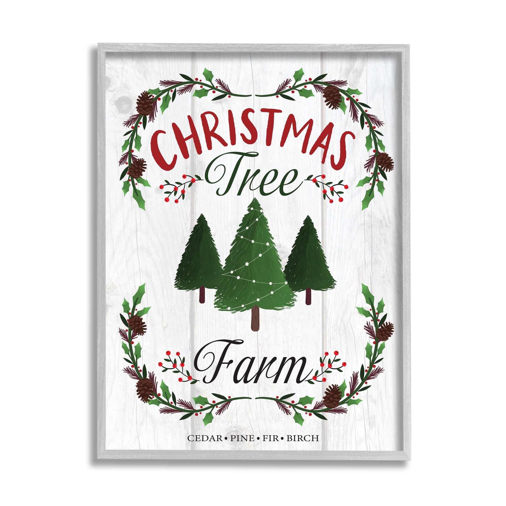 Stupell Indtries Rtic Christmas Tree Farm Advertisement Green Pine ...