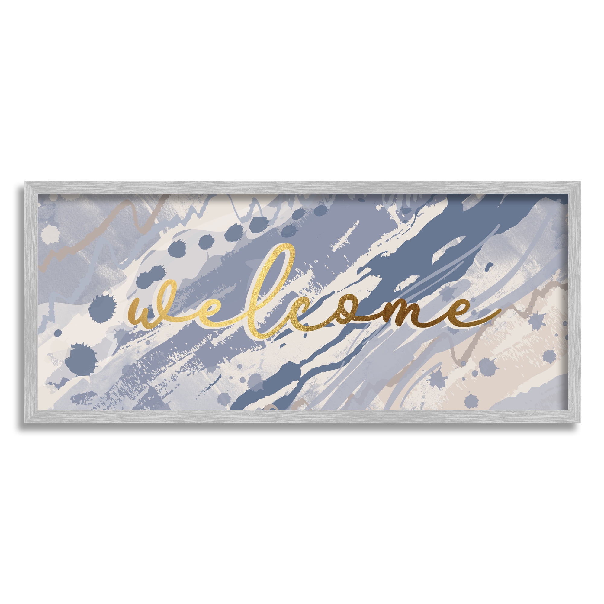 Stupell Indtries Welcome Phrase Soft Blue Abstract Geode Pattern,30 x ...