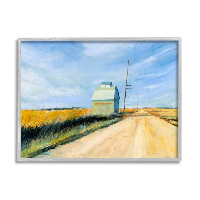Stupell Indtries Wheat Field Building by Old Country Road Landscape,30 ...
