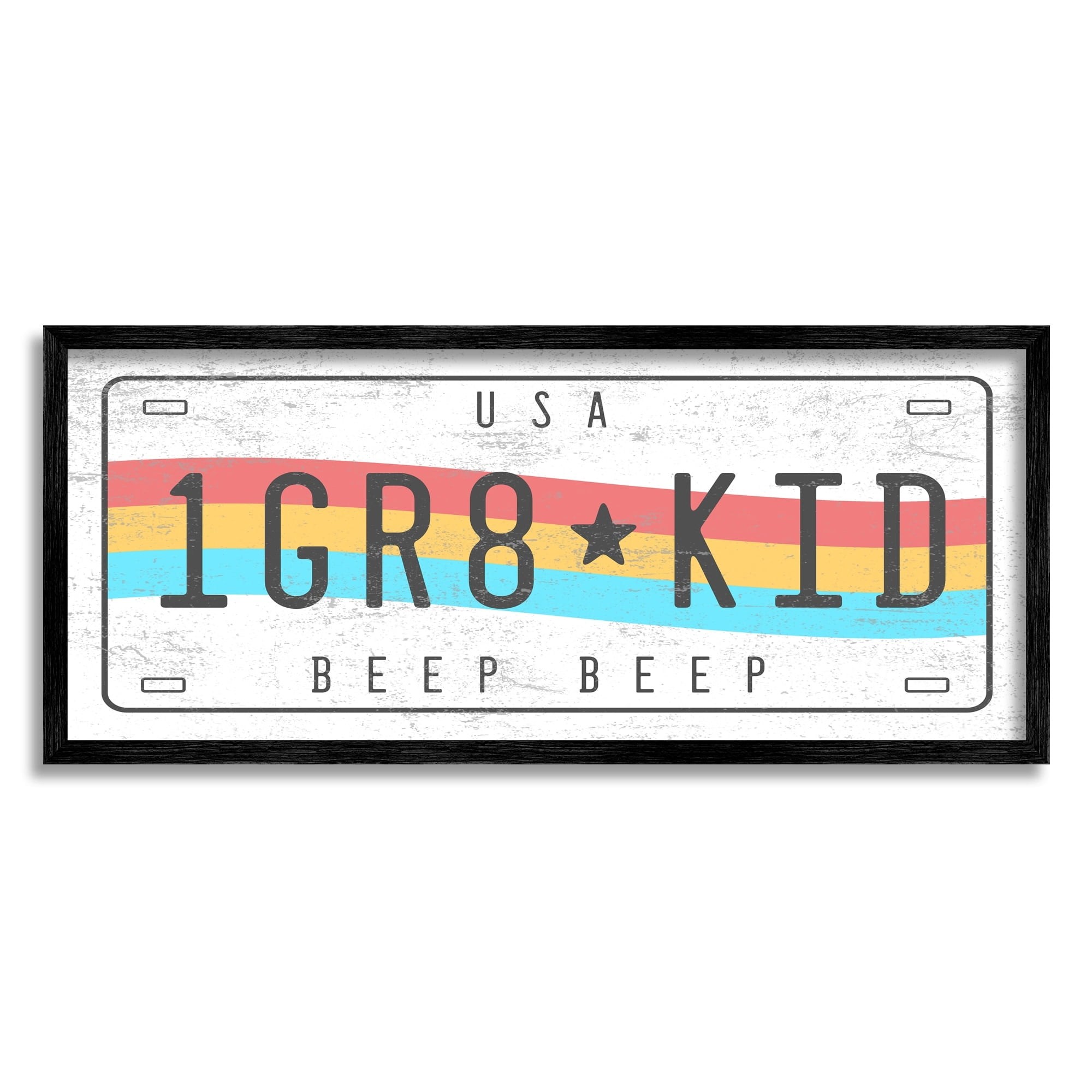 Stupell Industries 1 GR8 KID Rainbow Car License Plate Transportation ...