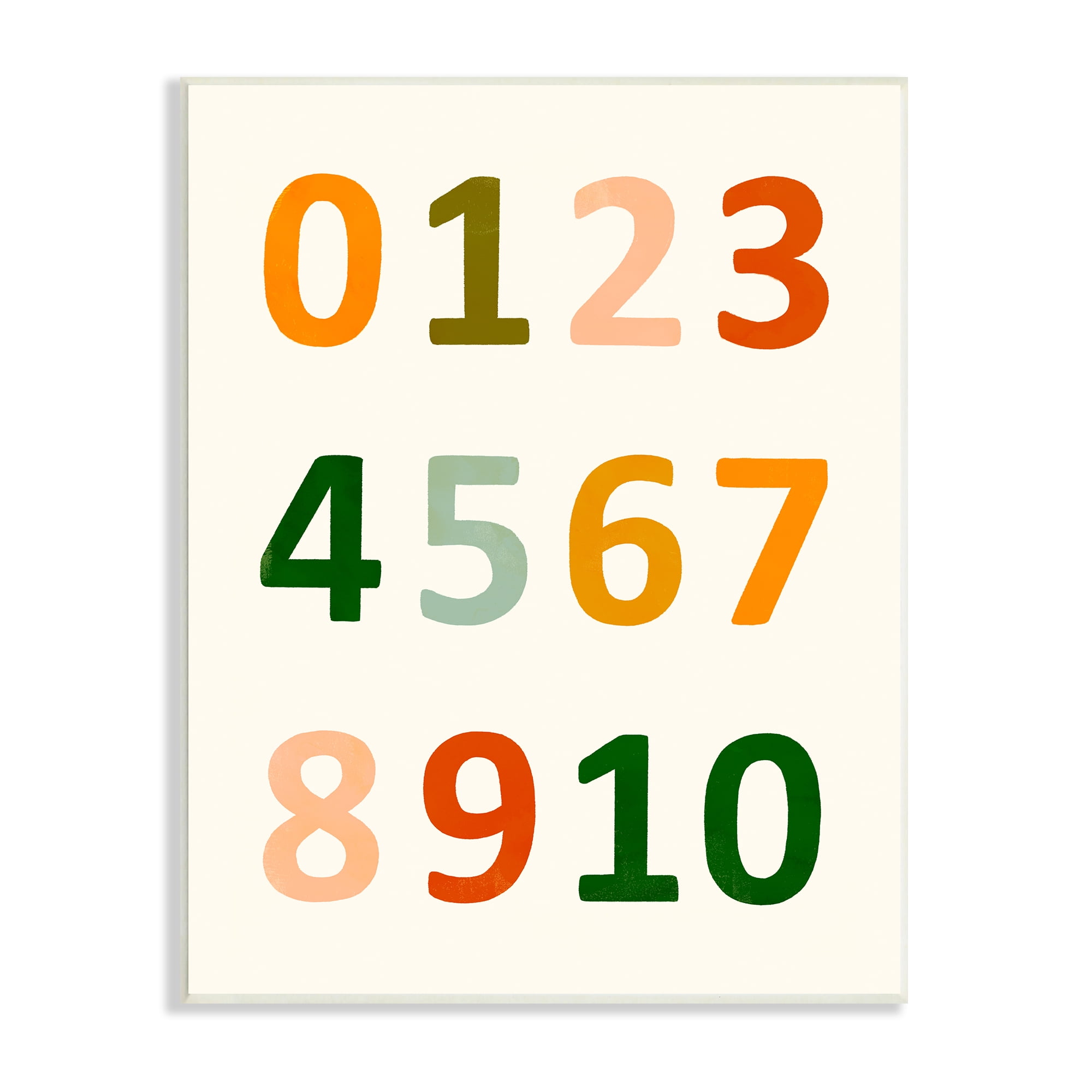 Stupell Industries 123 Number Chart Soft Earth Tone Terracotta Numeric ...