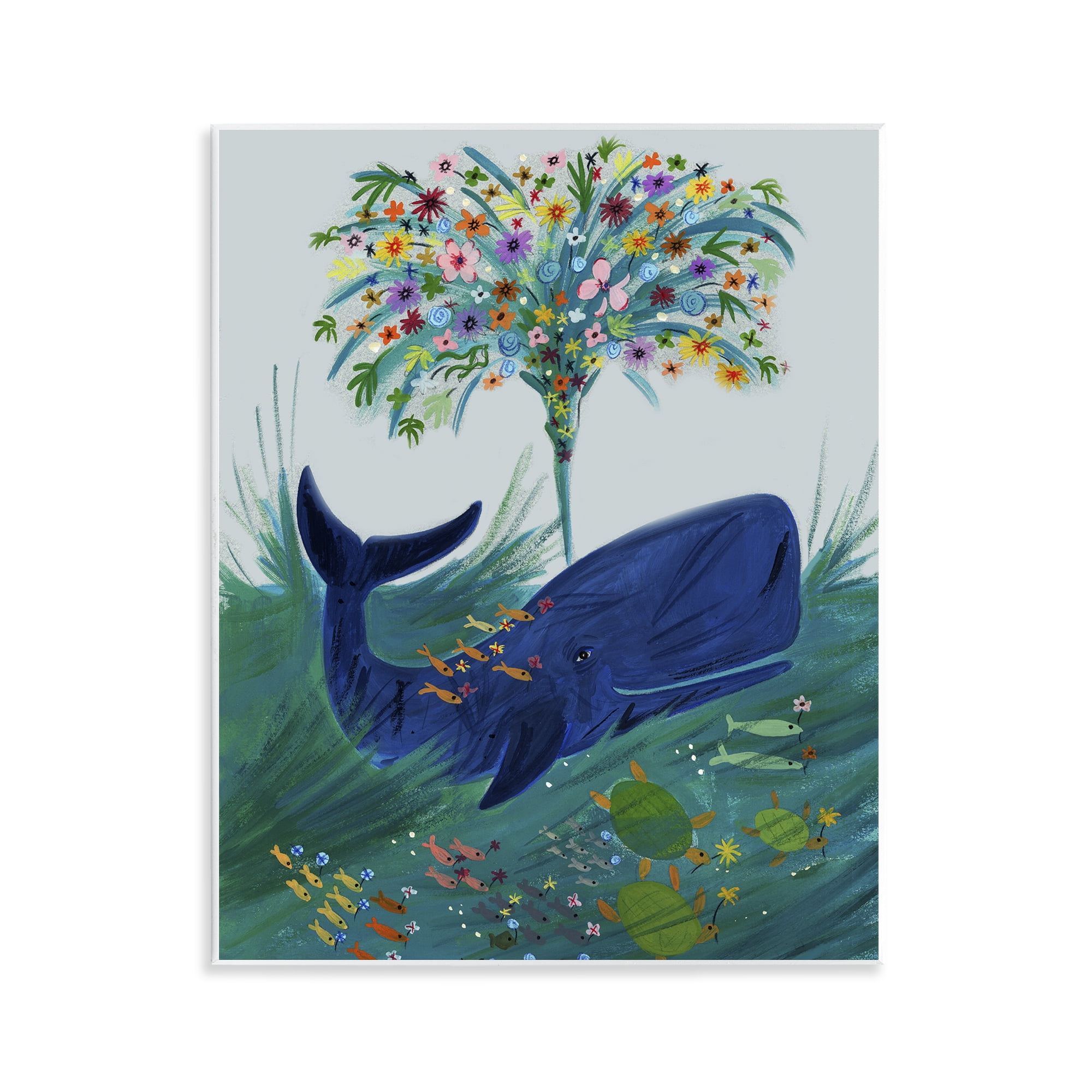 Stupell Industries A Flowery Whale Wall Plaque Art, design by Kay ...