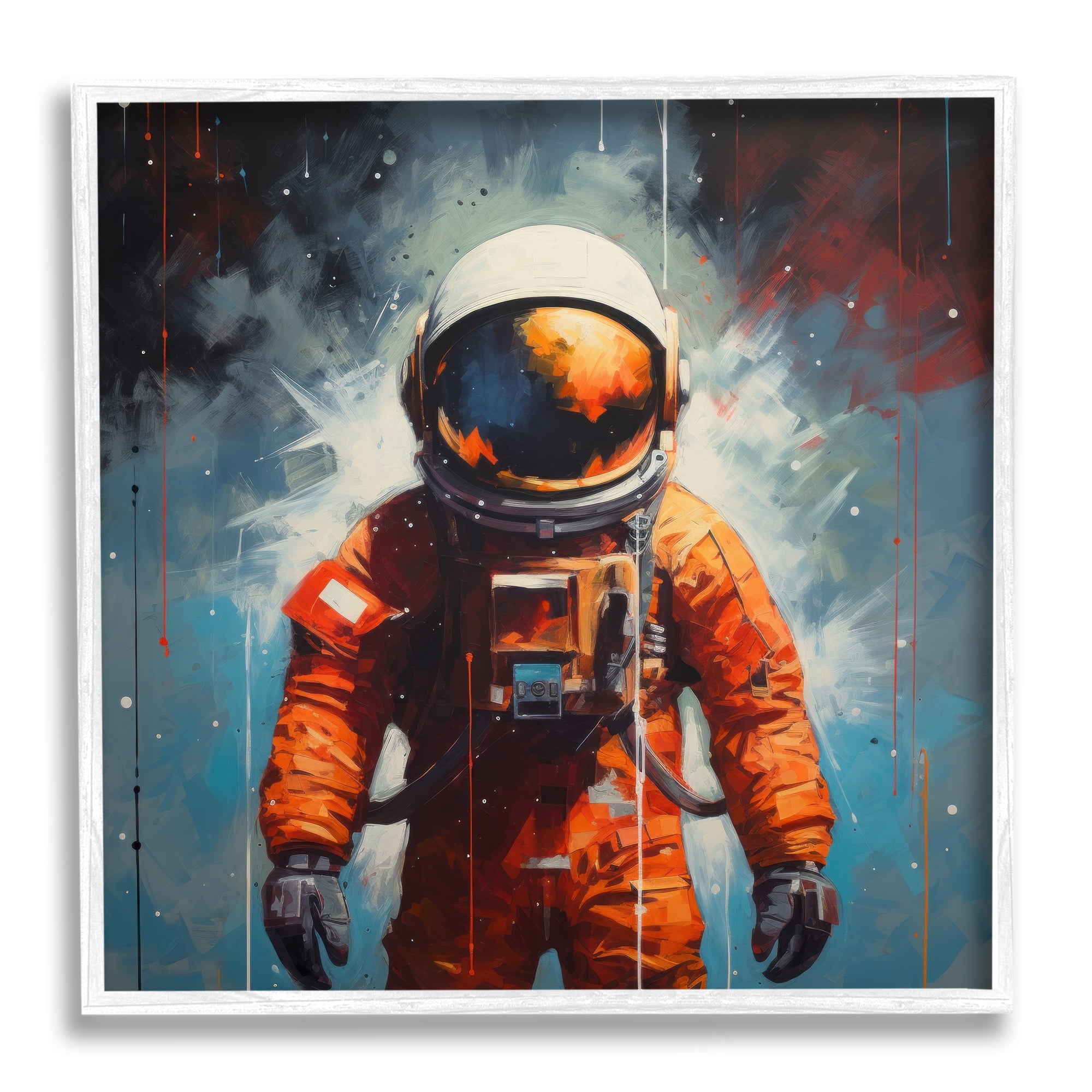 Stupell Industries Abstract Astronaut Portrait Abstract Painting White ...