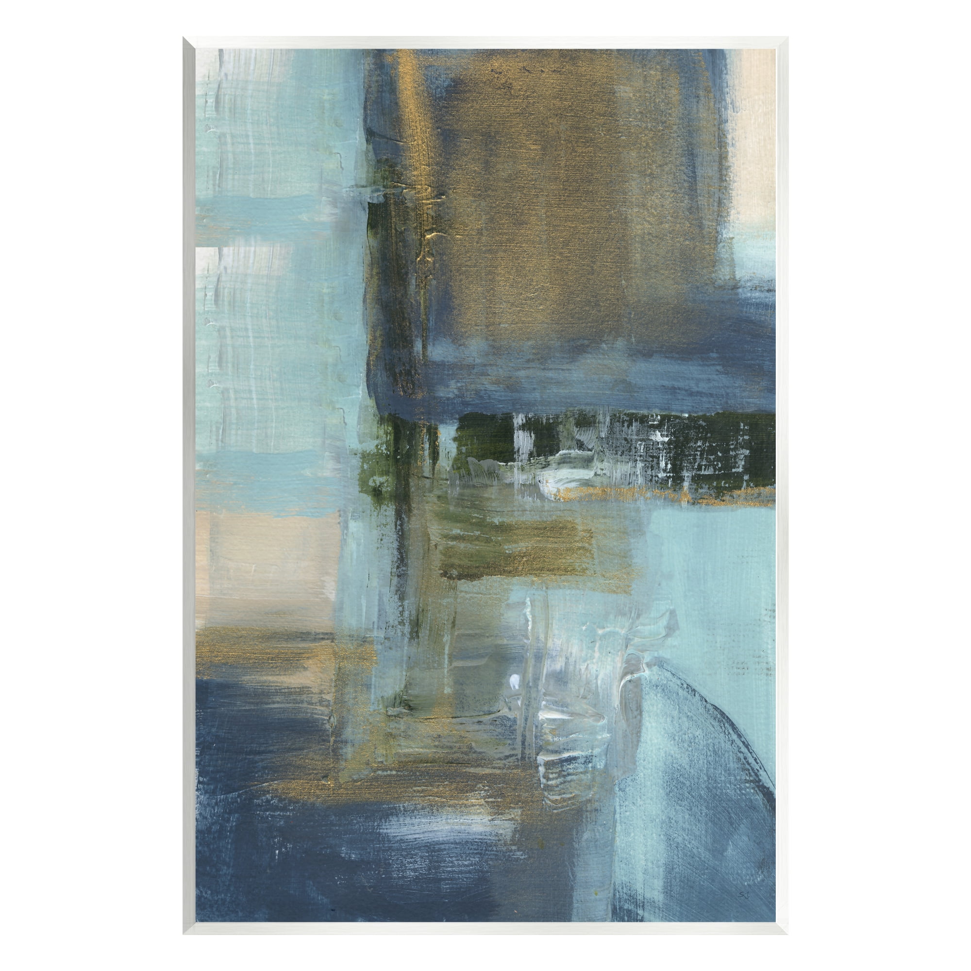 Stupell Industries Abstract Blue & Glam Abstract Painting Unframed Art ...