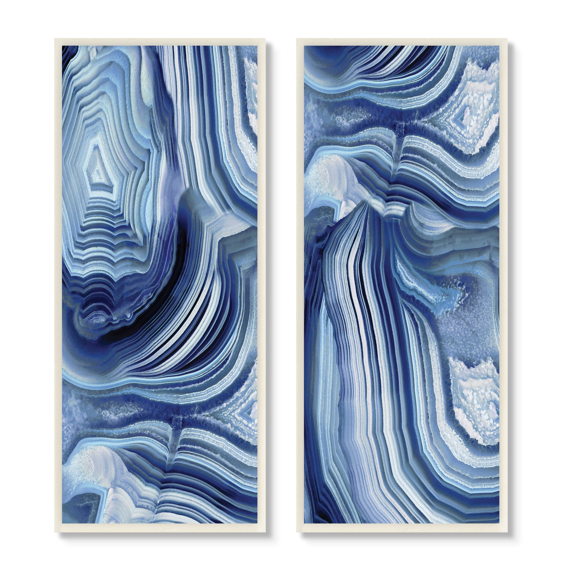 Stupell Industries Abstract Blue Rock Crystal Pattern Waving Lines,2pc ...
