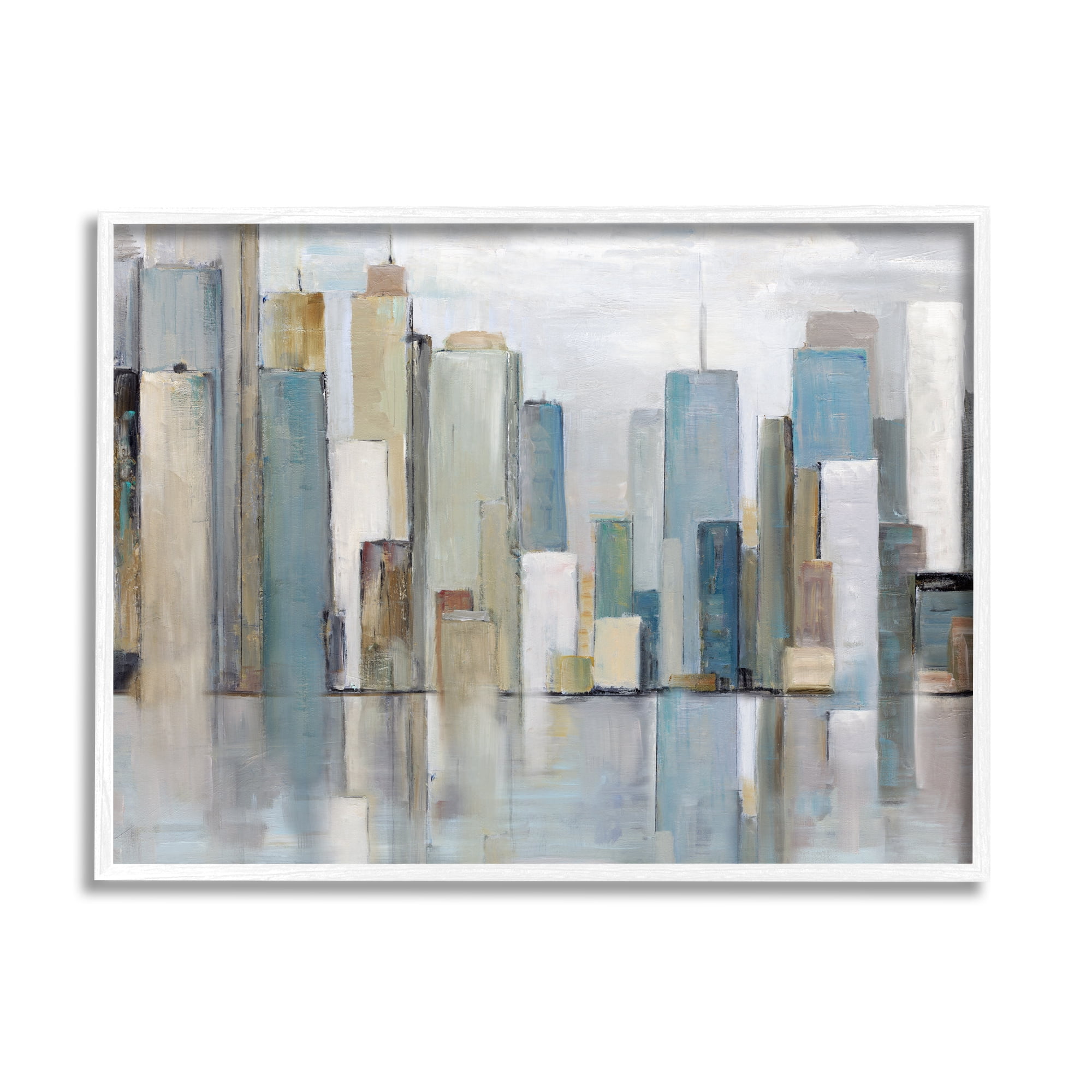 Stupell Industries Abstract Cityscape Buildings Abstract Painting White ...