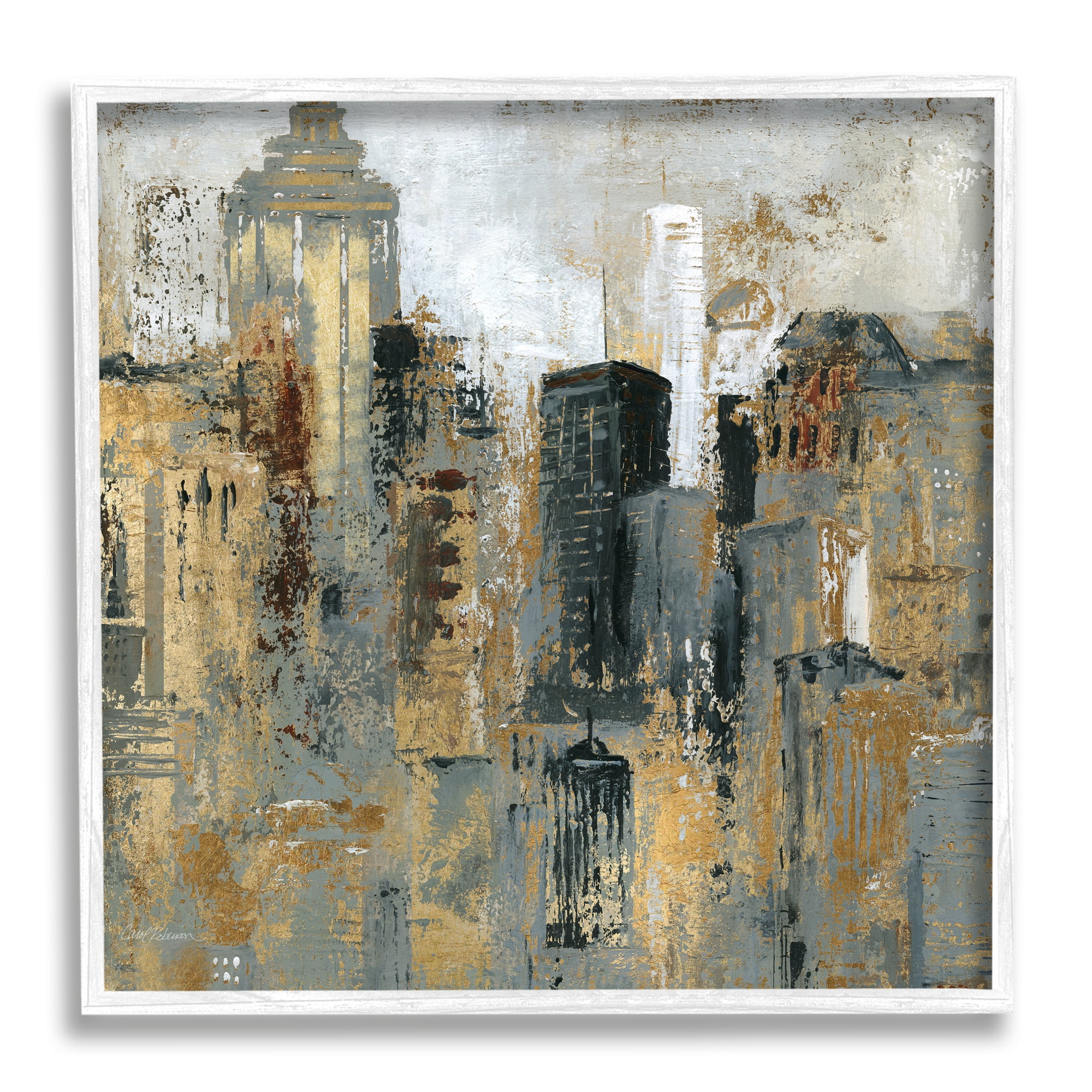 Stupell Abstract Cityscape Urban Buildings Painting - 12x12 Art Print ...