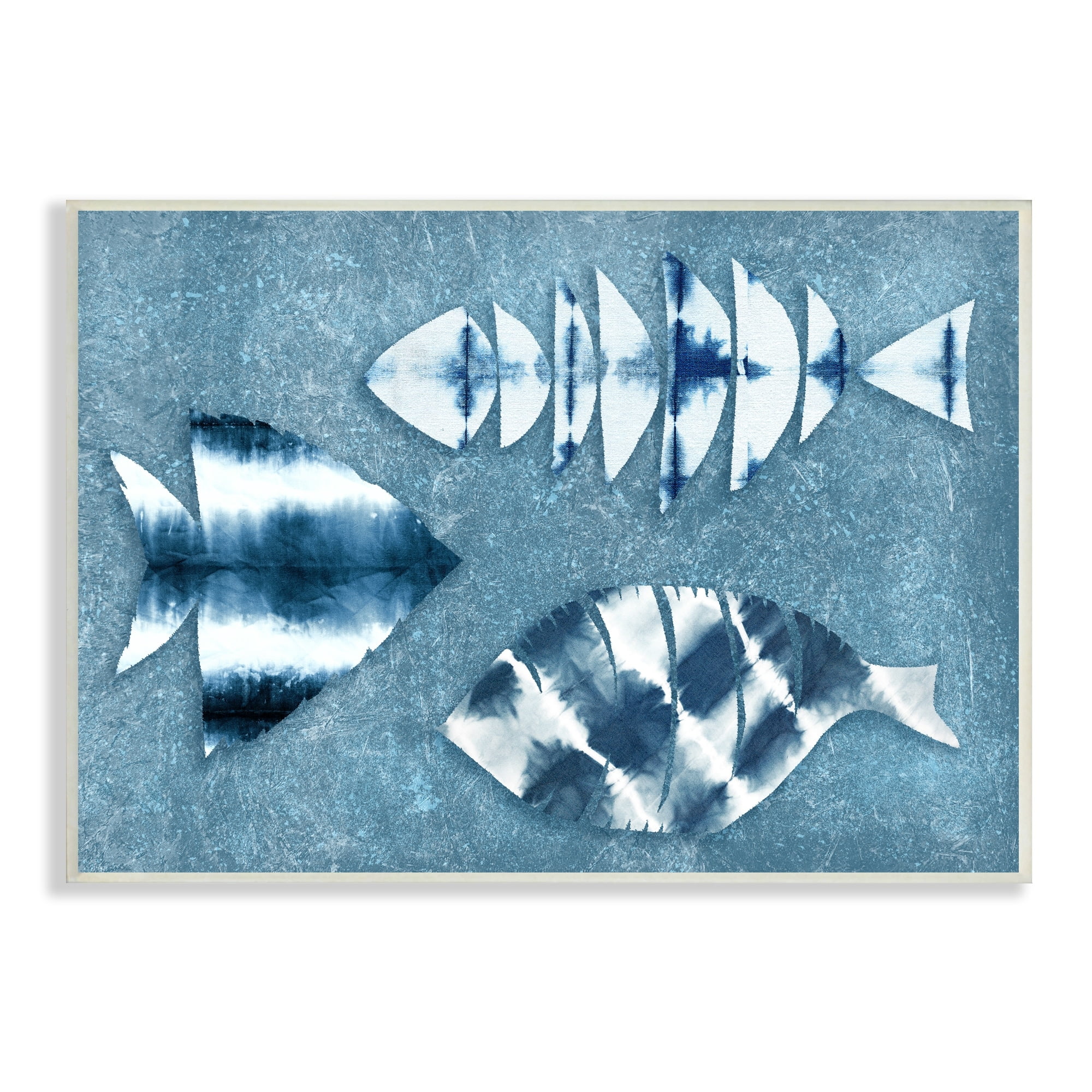 Stupell Industries Abstract Fish Silhouette Shapes Blue Tie Dye Pattern ...