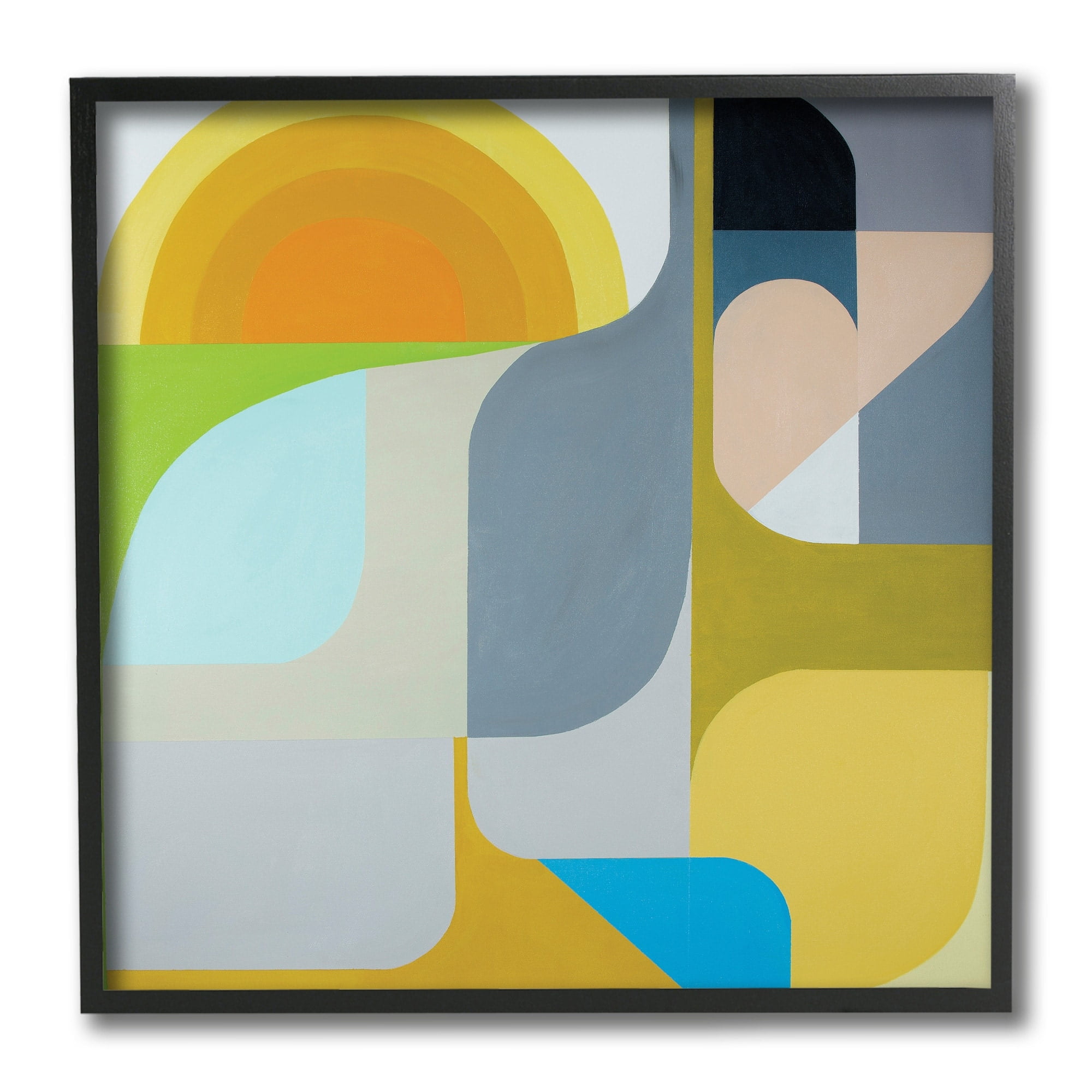 Stupell Industries Abstract Fluid Shapes Yellow Green Grey,12 x 12 ...