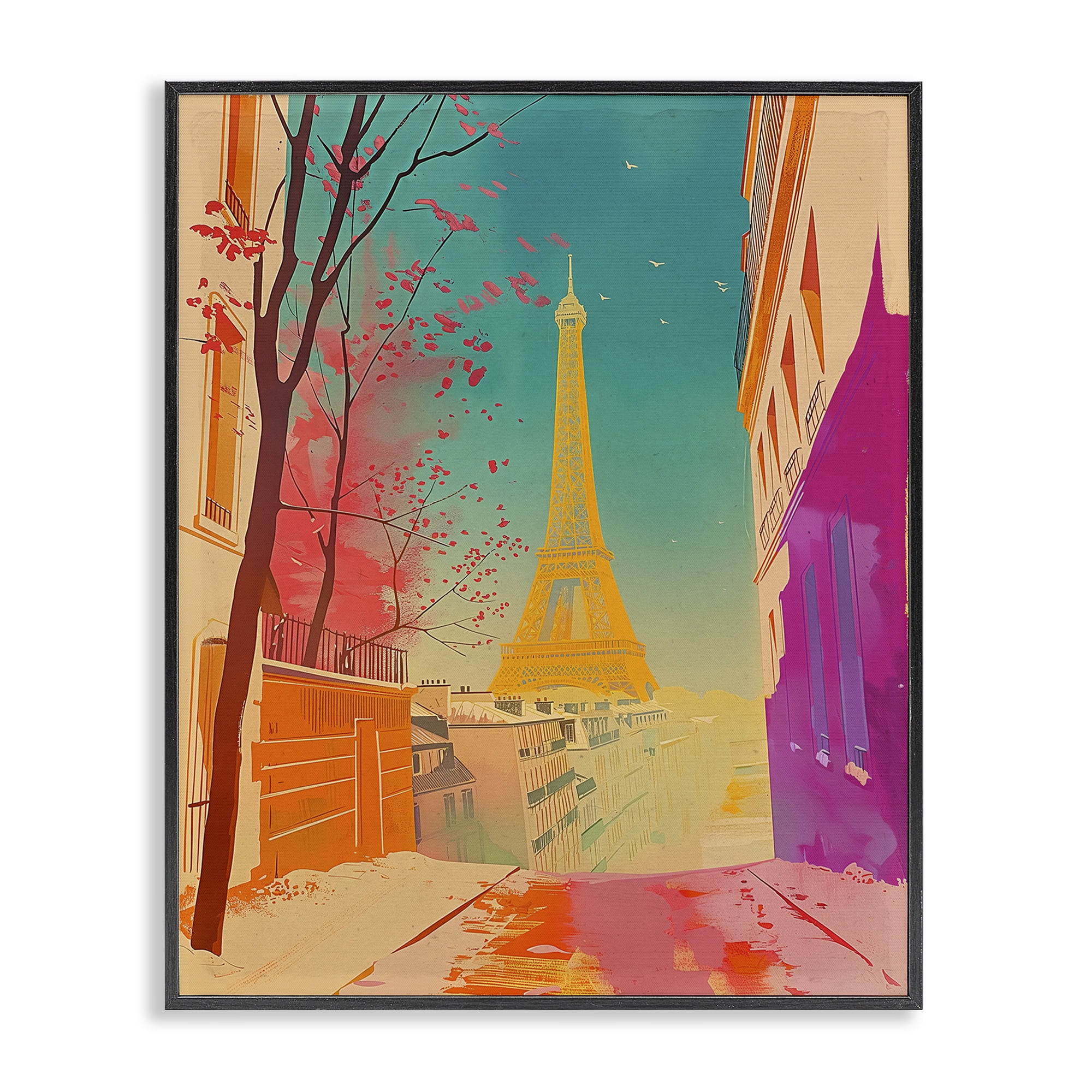 Stupell Industries Abstract French View Town & City Painting Black ...