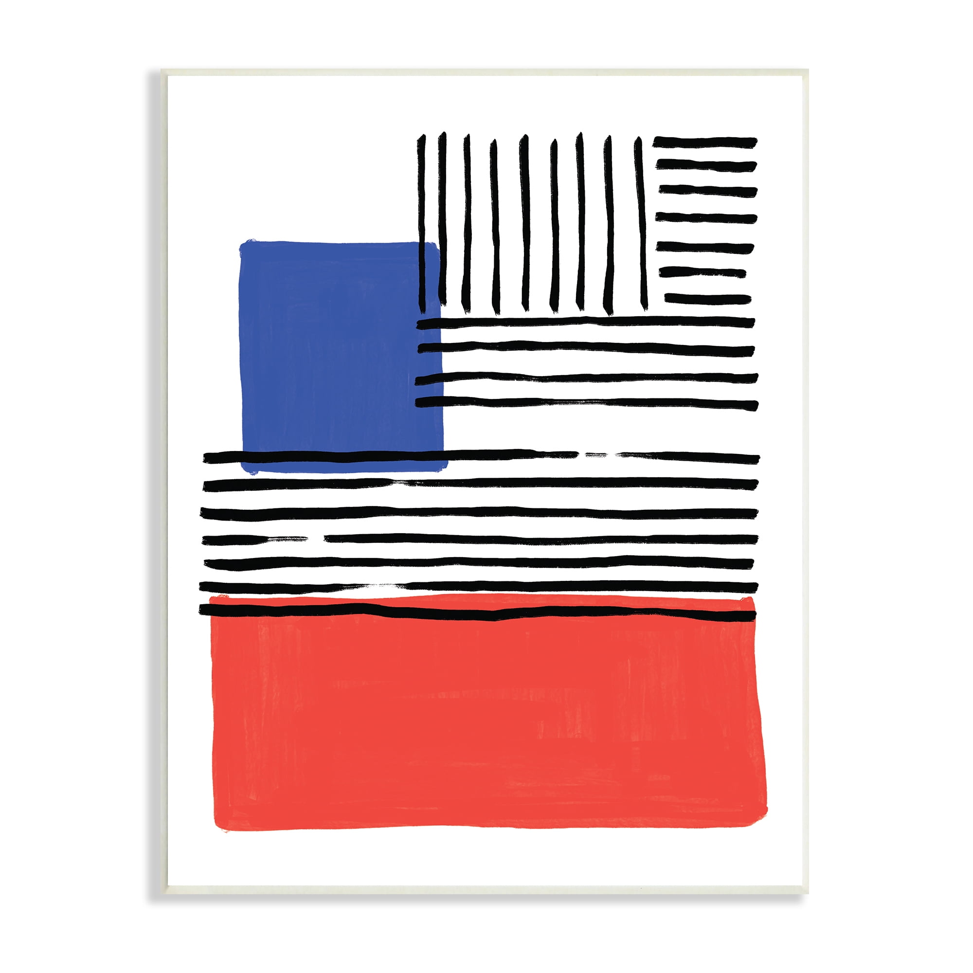 Stupell Industries Abstract Geometric Red Blue Blocks Bold Lines, 13 x ...