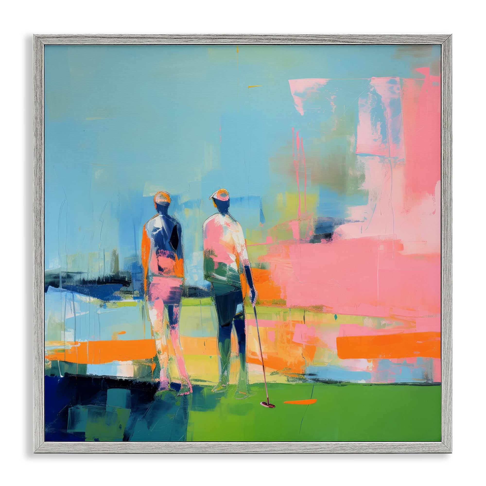 Stupell Industries Abstract Golfing Scene Abstract Painting Gray Framed ...