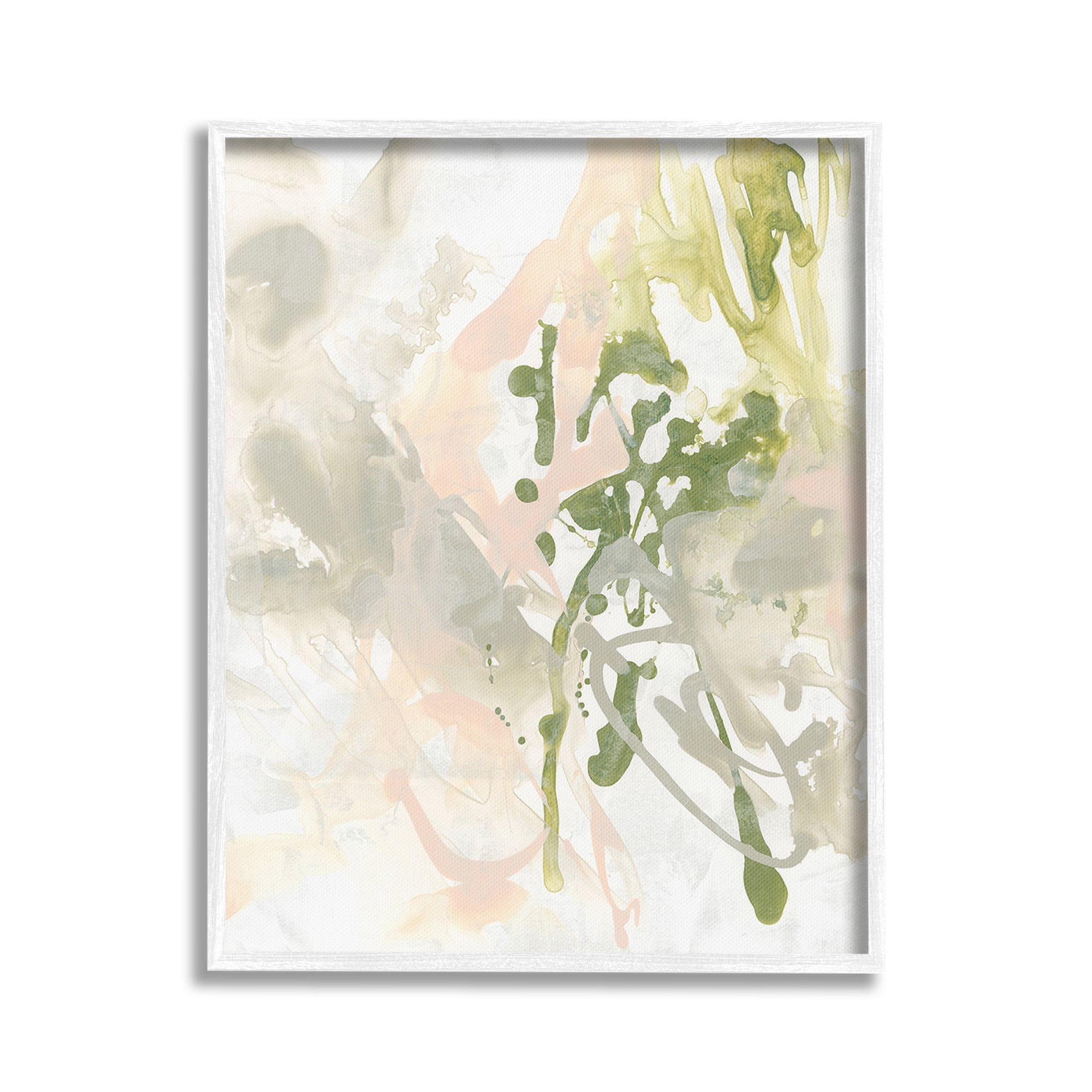 Stupell Industries Abstract Green & Beige Abstract Painting White ...